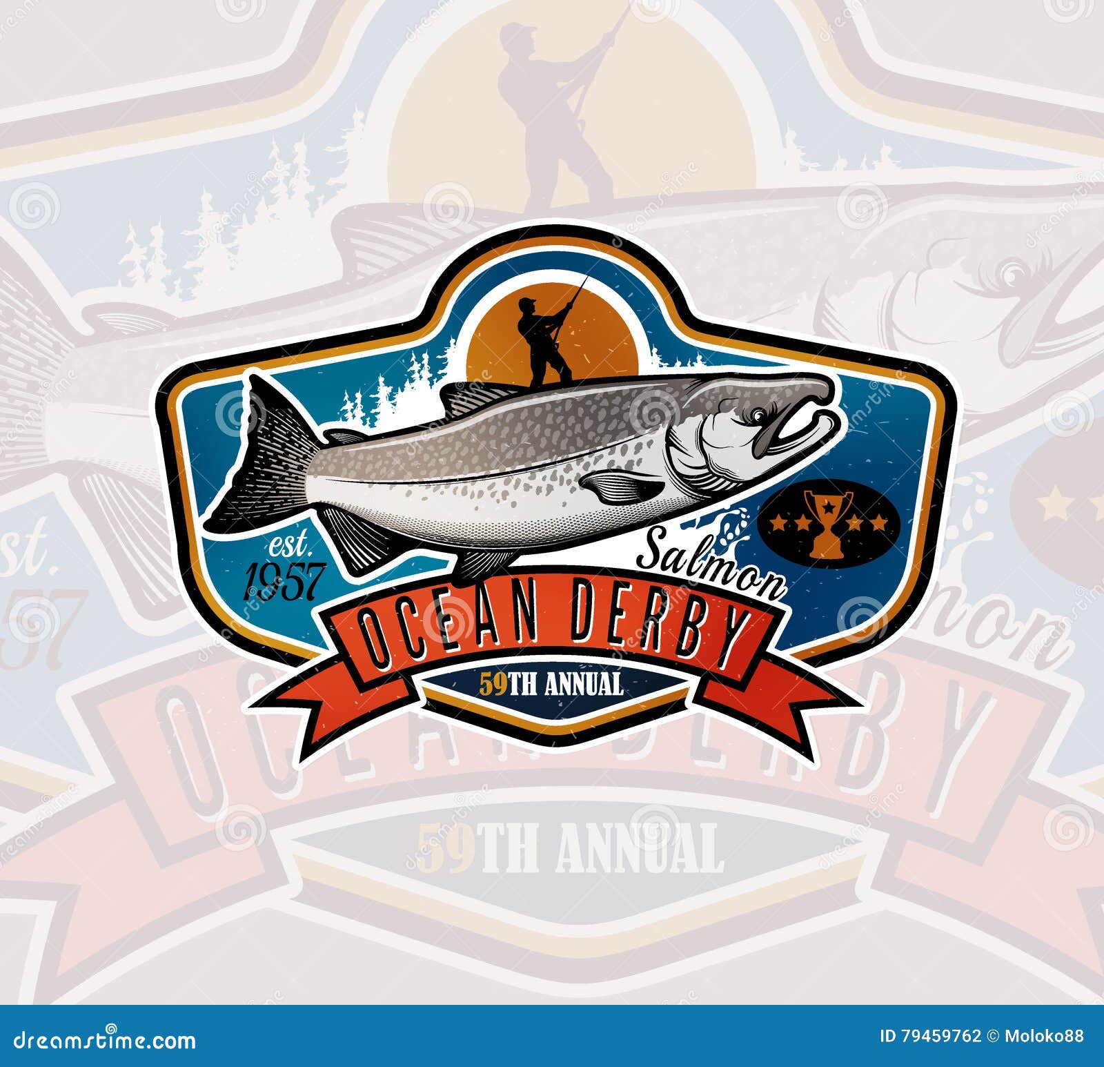 Fishing Vector Logo. Salmon Fish Icon. Stock Vector - Illustration of ...