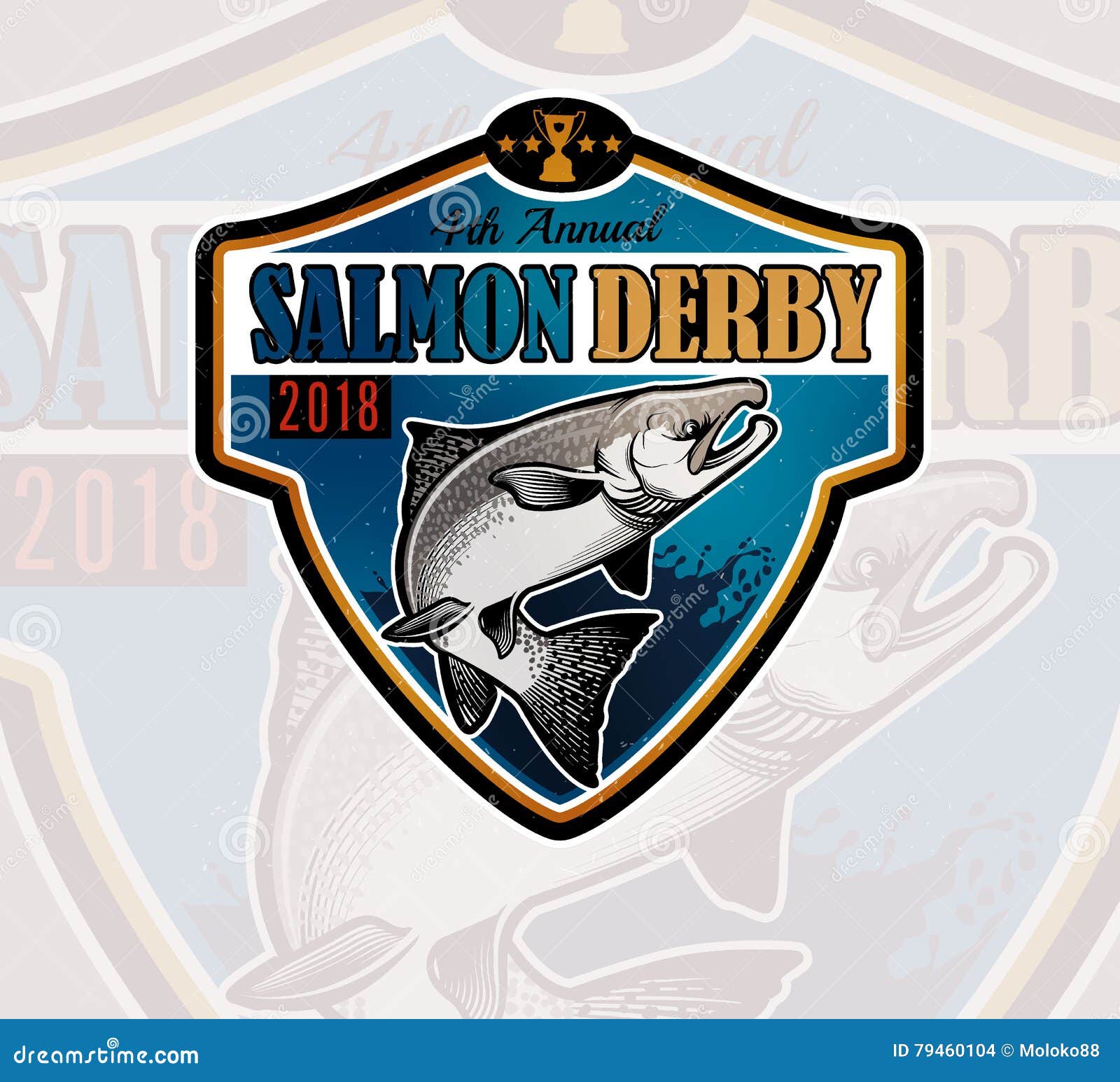 Fishing Vector Logo. Salmon Fish Icon. Stock Vector - Illustration of ...