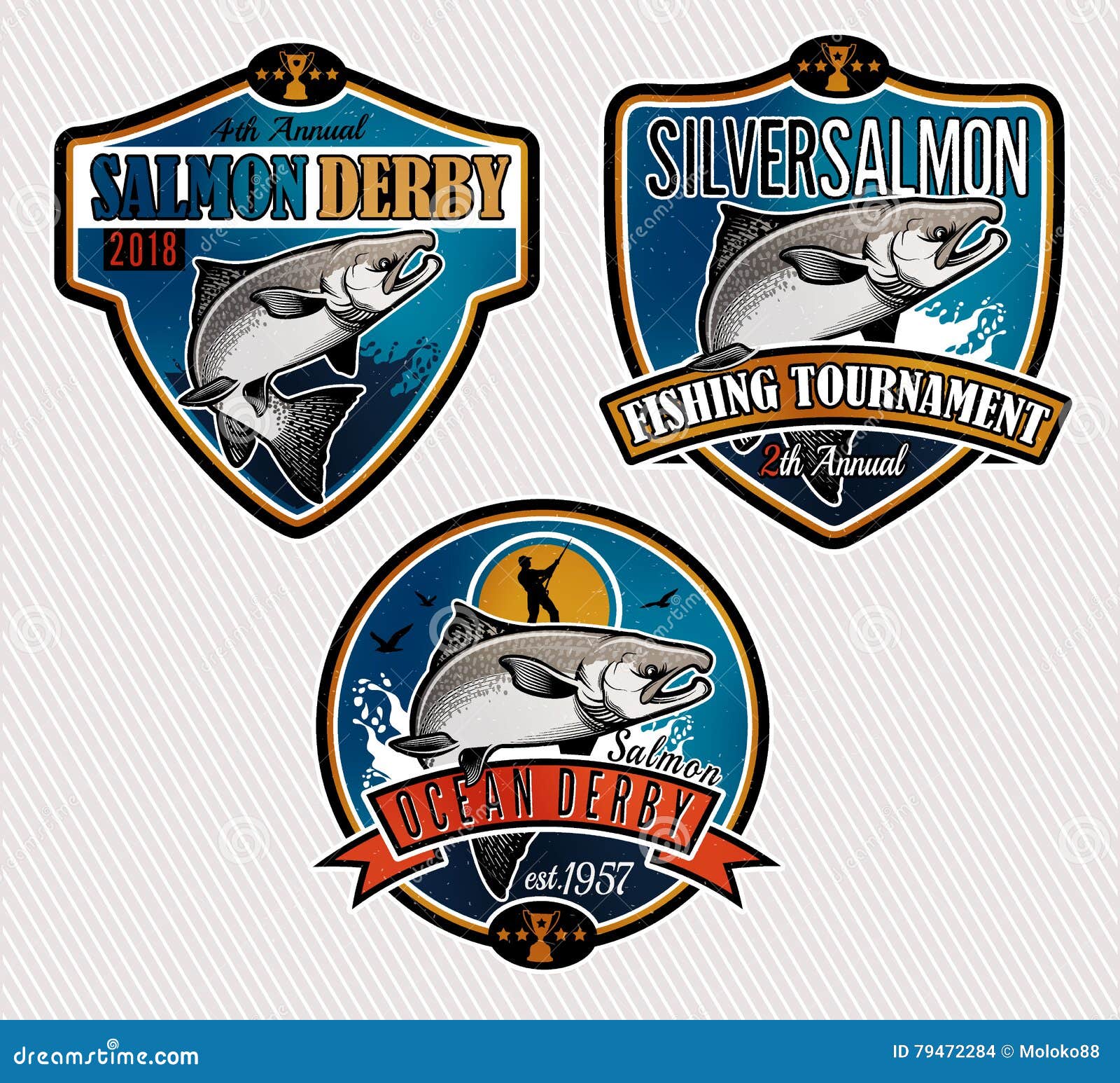 Fishing Vector Logo. Salmon Fish Icon. Stock Vector - Illustration of ...