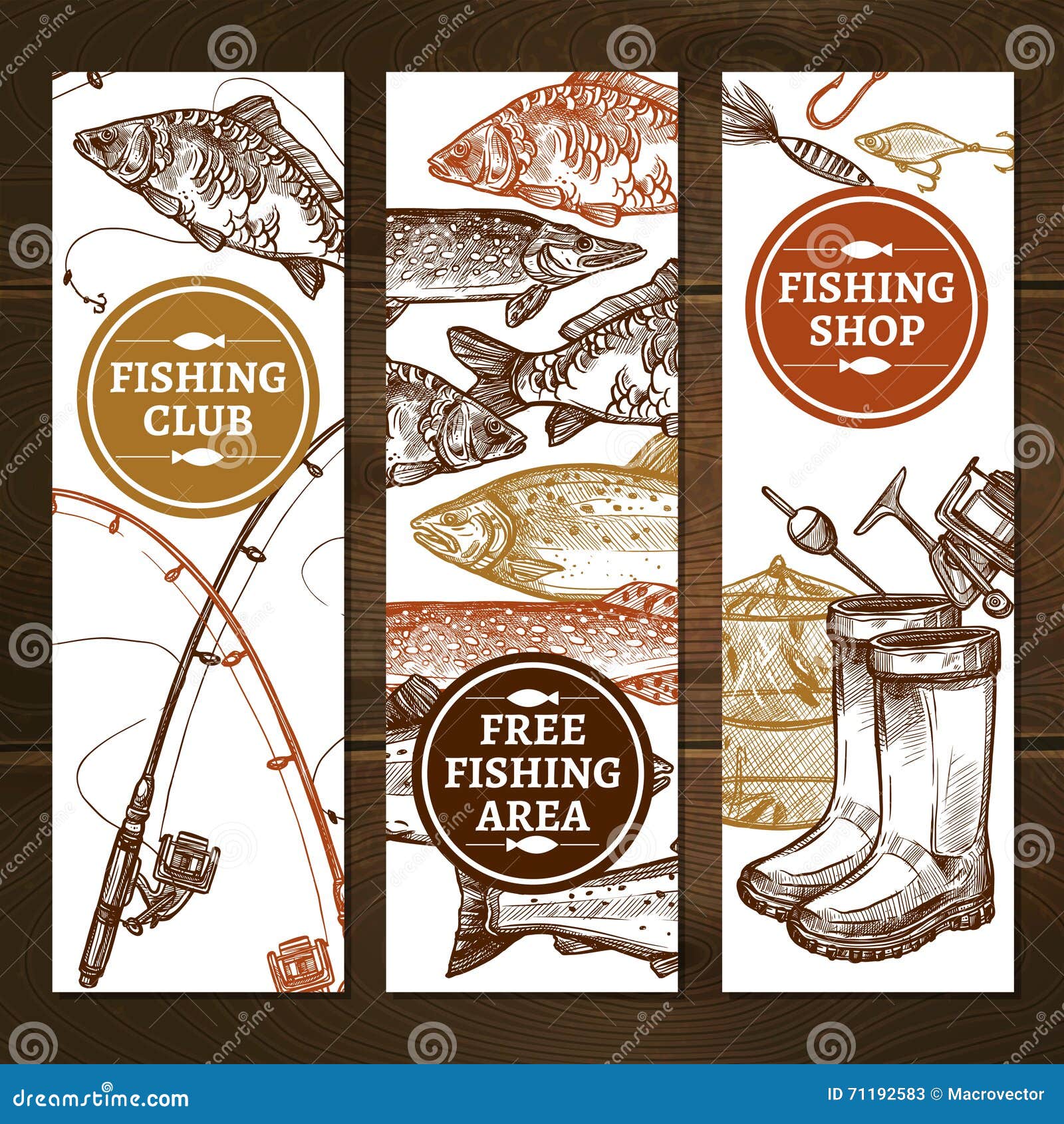 Fishing Vertical Banners Set Stock Vector - Illustration of fishing ...