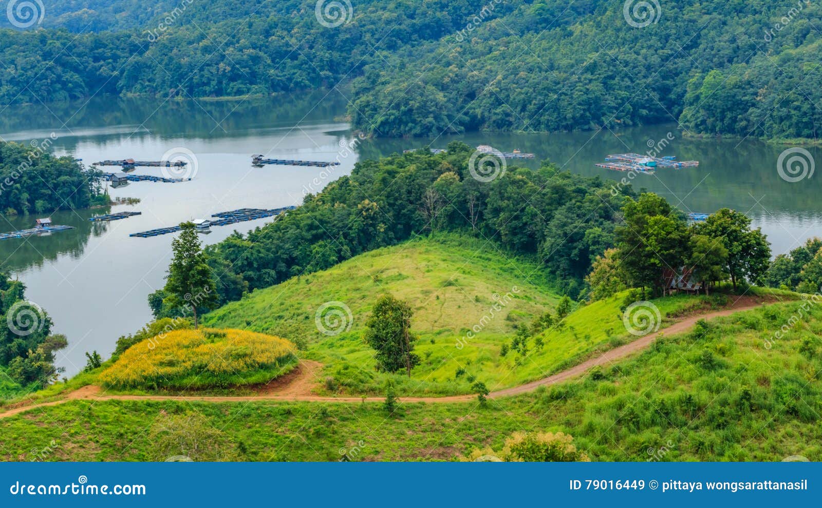 Fishing Village in Reservoir Stock Image - Image of rural, scene: 79016449