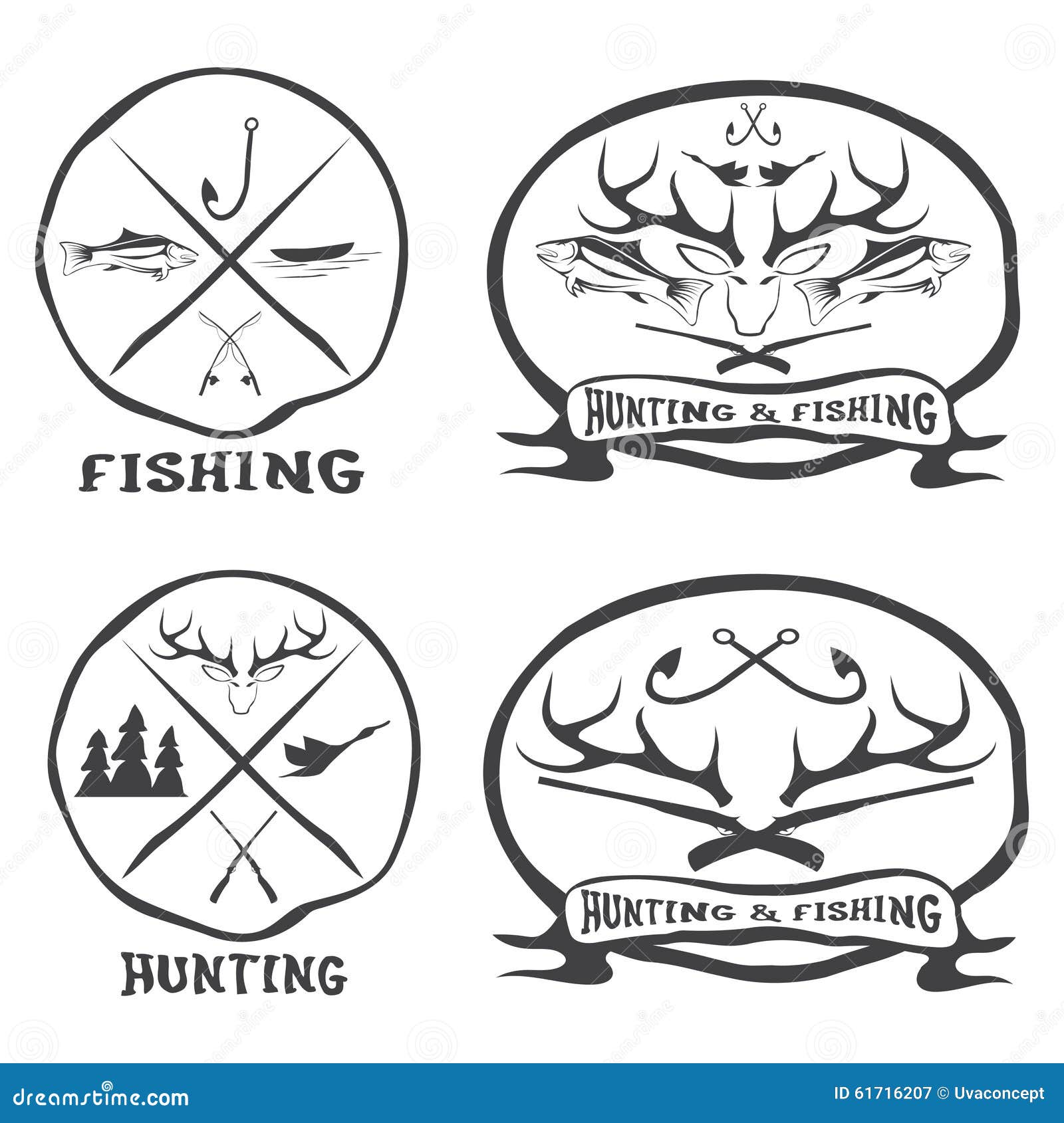Fishing Vintage Emblems Set Stock Vector - Illustration of emblems ...