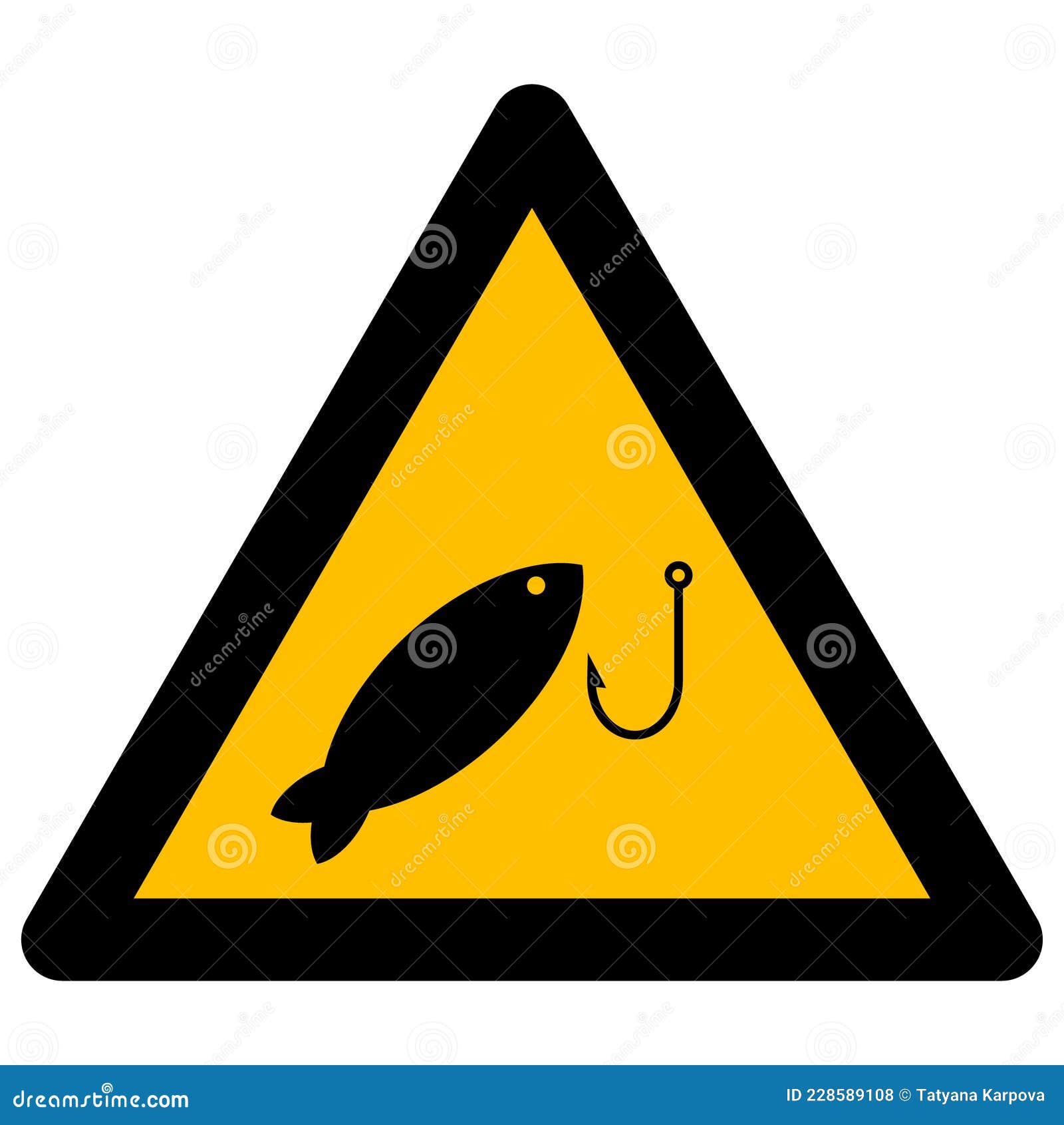 Fishing Warning Sign. Fish Silhouette Icons Set. Catch Fish In Lake And ...