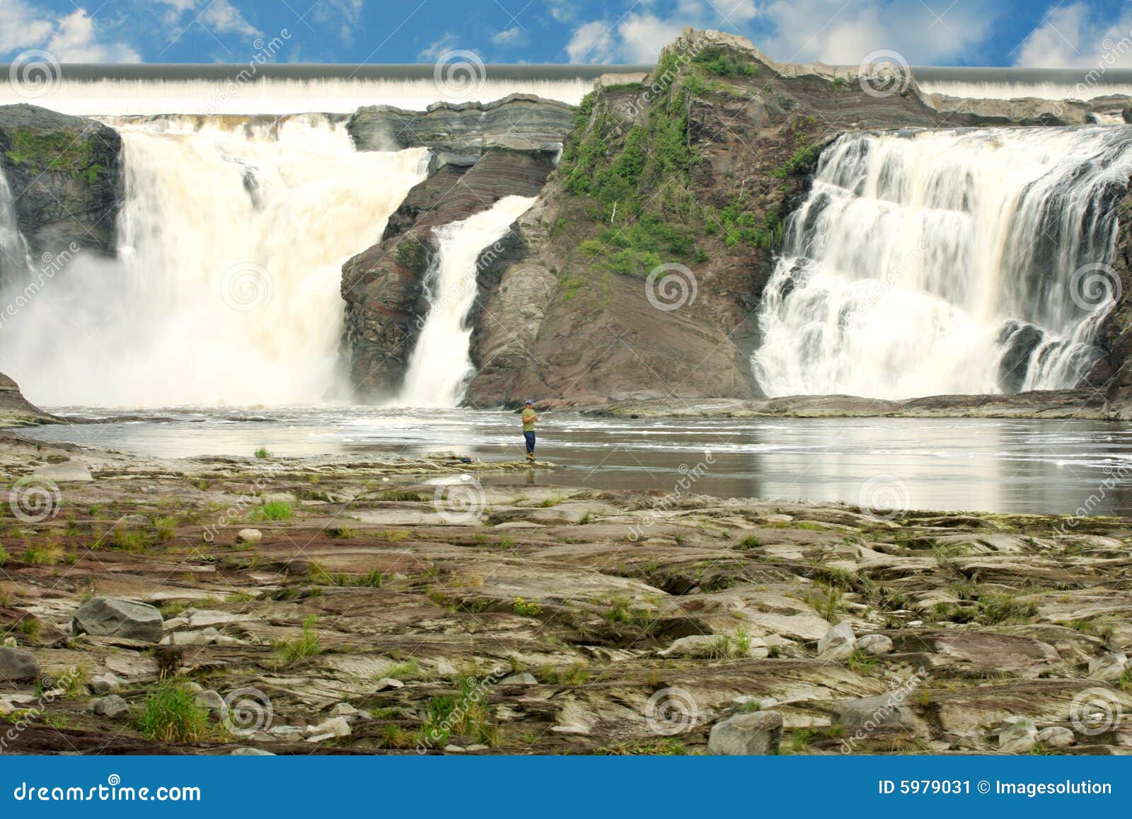 Fishing at the waterfall stock image. Image of fishing - 5979031