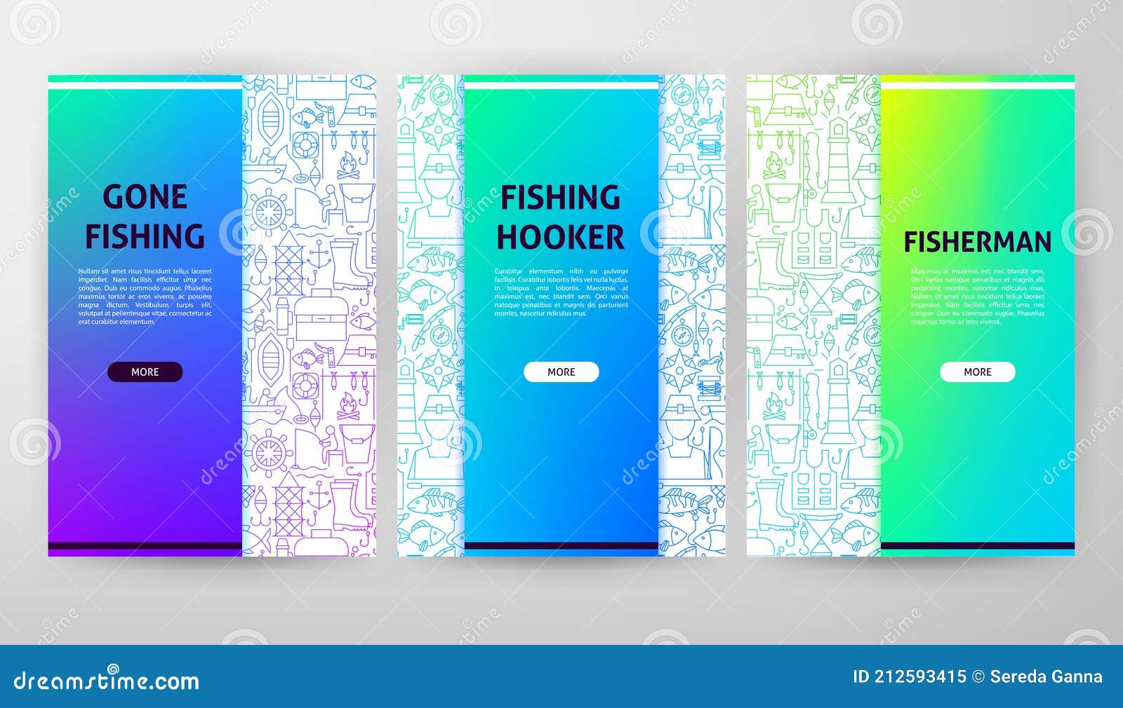 Fishing Web Design stock vector. Illustration of bass - 212593415