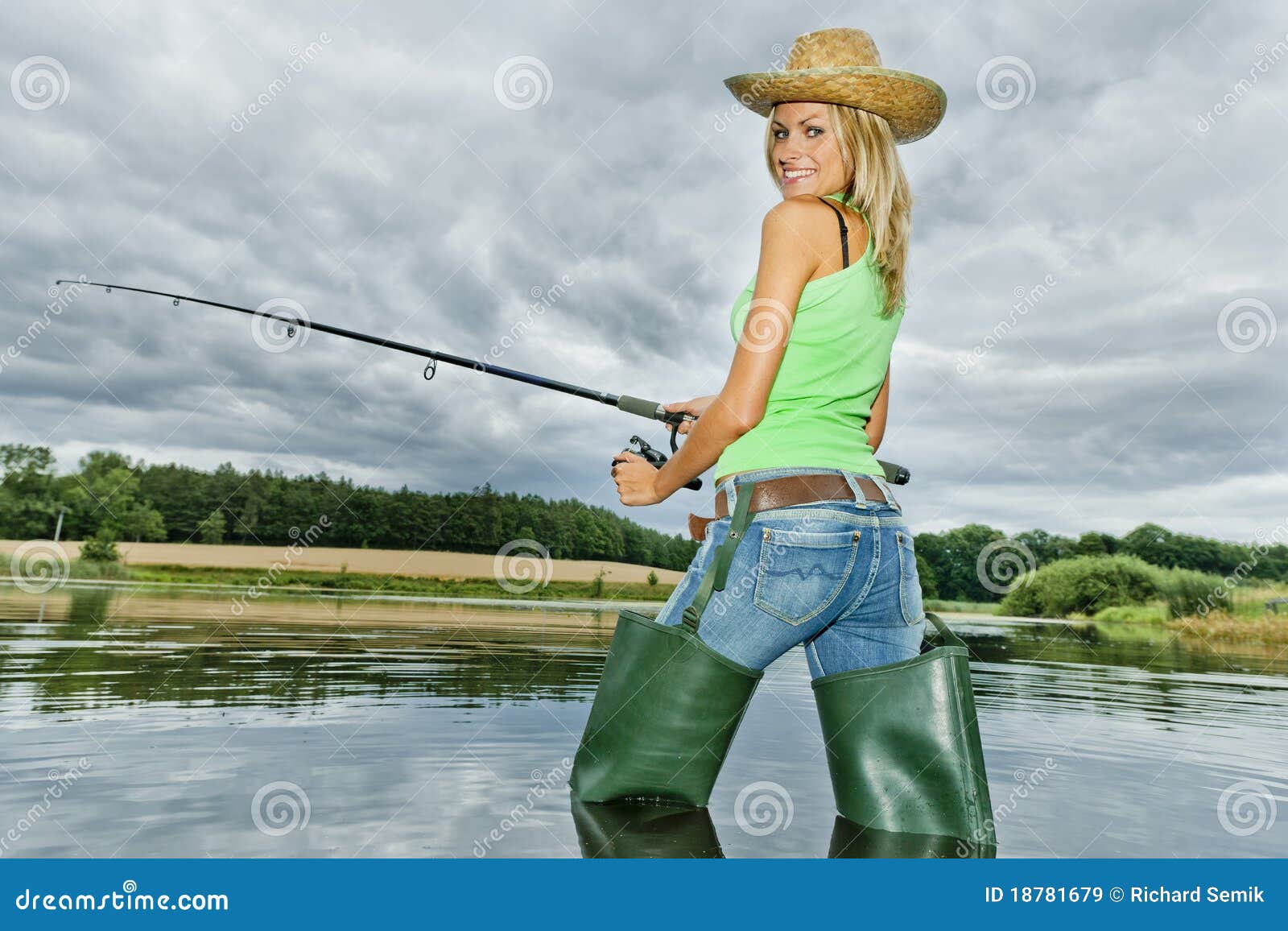 Fishing woman stock image. Image of hobby, outdoors, fisherwoman - 18781679
