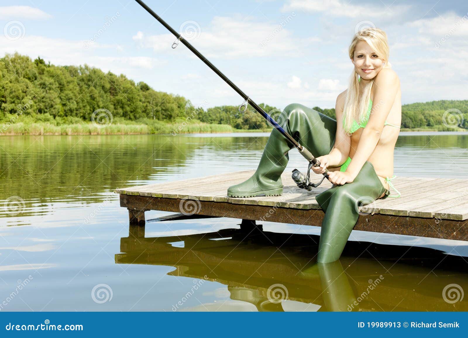 Fishing woman stock image. Image of fishing, outdoors - 19989913