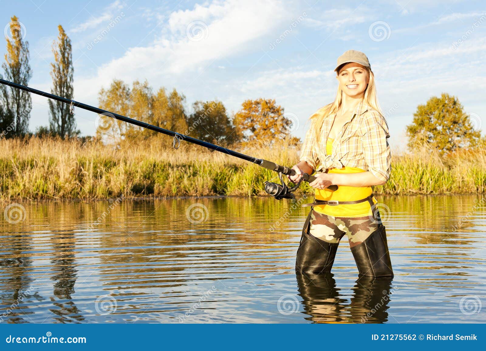 Fishing woman stock photo. Image of emotions, positive - 21275562