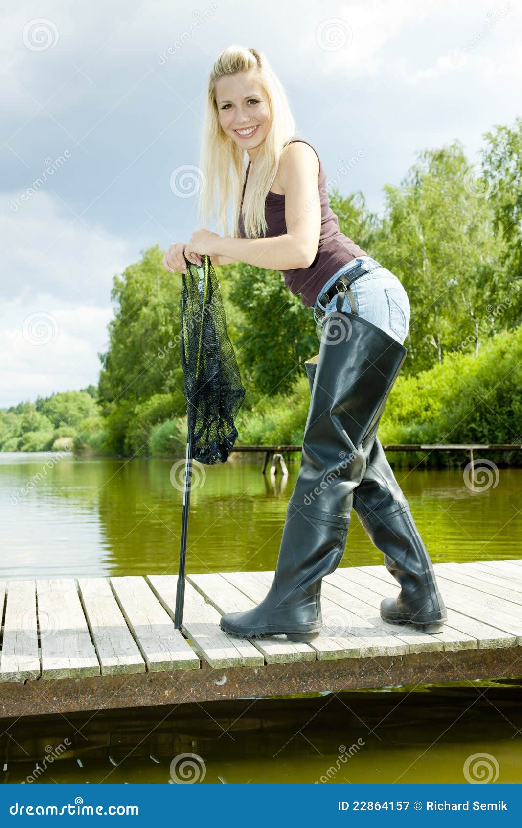 Fishing woman stock image. Image of landing, outside - 22864157