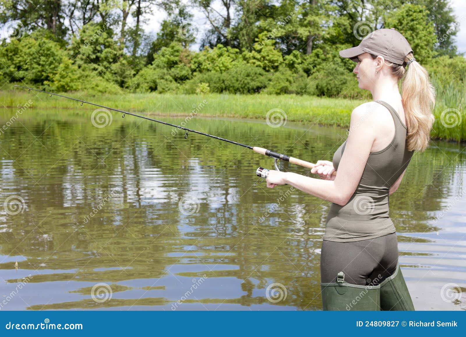 Fishing woman stock image. Image of adult, leisure, activity - 24809827