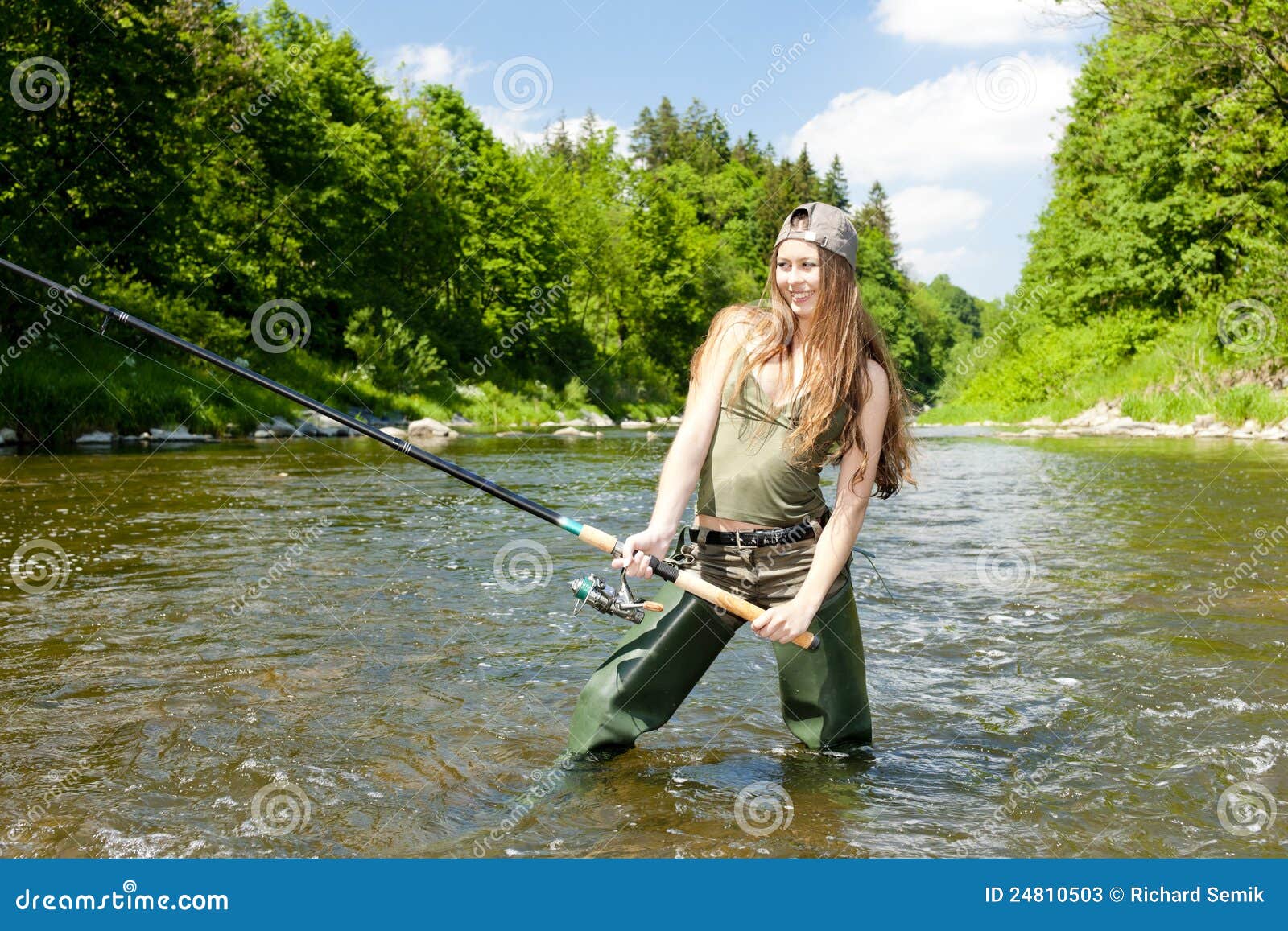 Fishing woman stock image. Image of female, recreation - 24810503