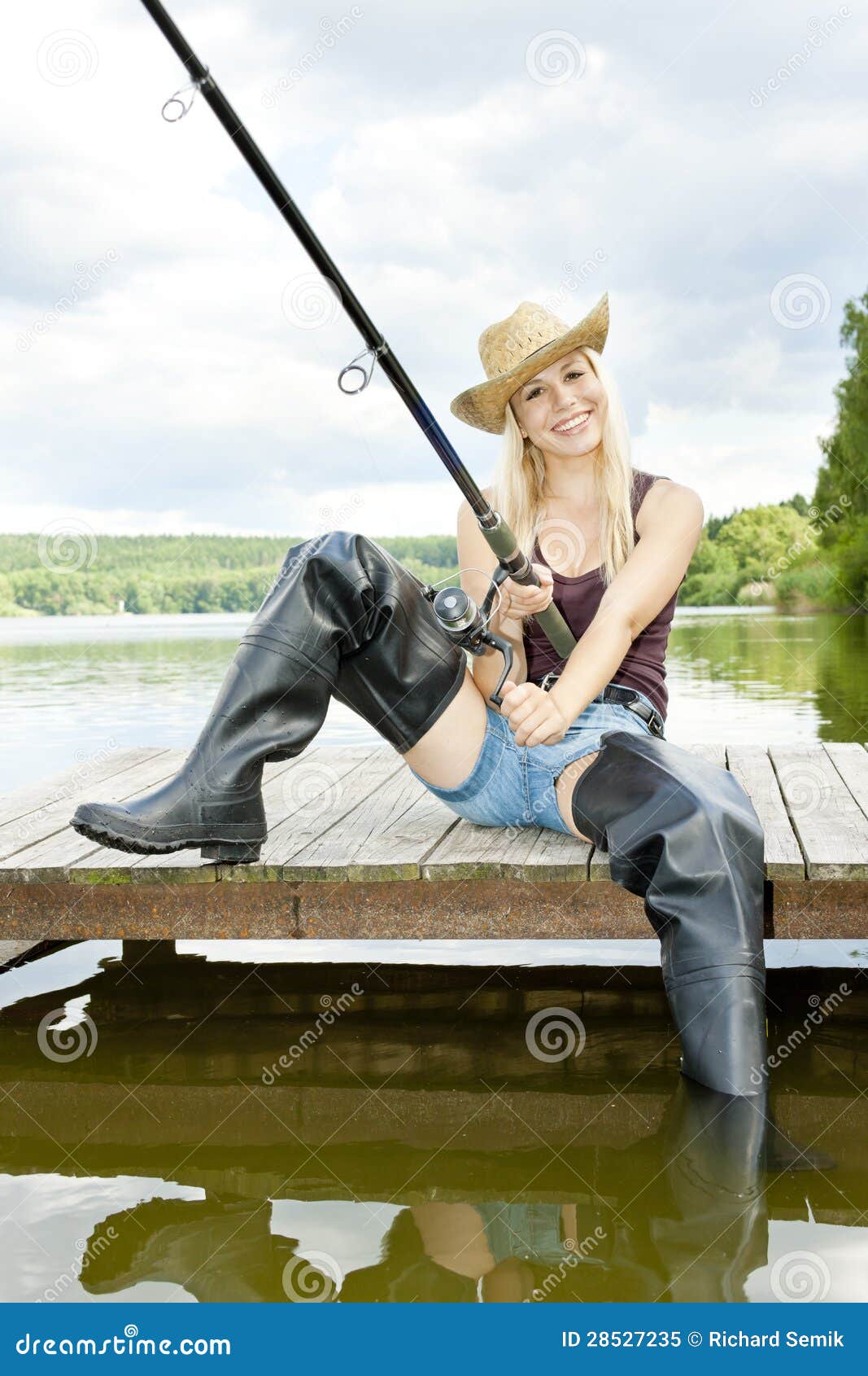 Fishing woman stock image. Image of fishing, people, boots - 28527235