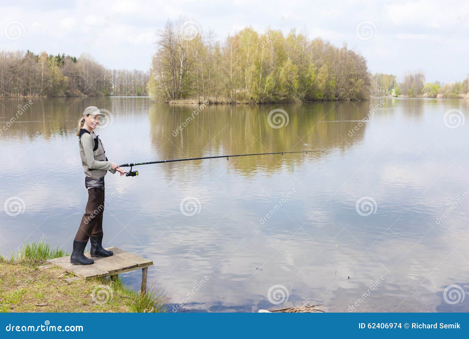 Fishing woman stock photo. Image of positive, smiling - 62406974