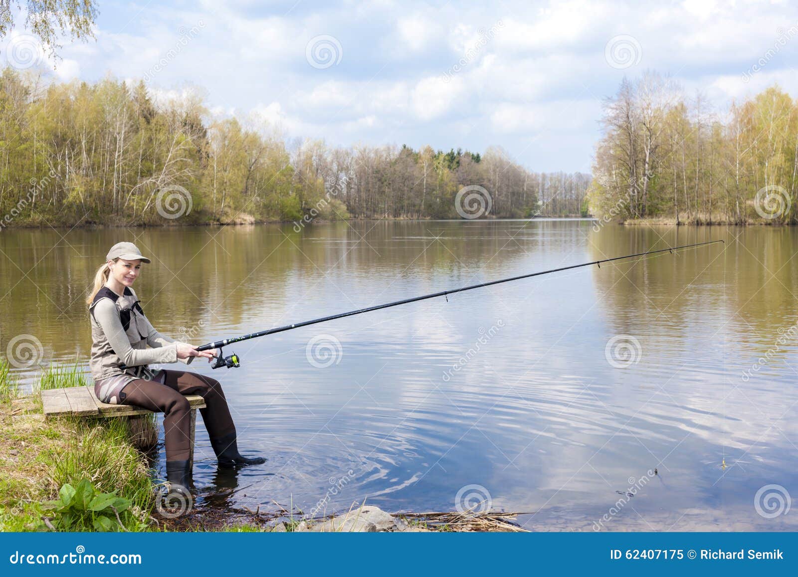 Fishing woman stock image. Image of exteriors, leisure - 62407175