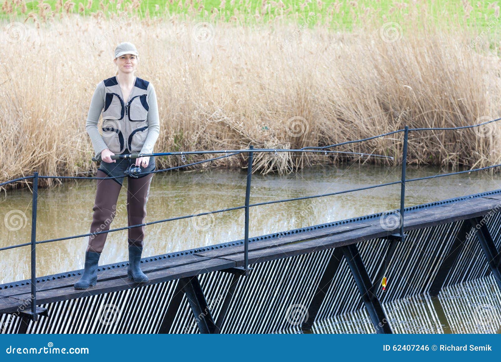 Fishing woman stock photo. Image of wharf, resting, woman - 62407246