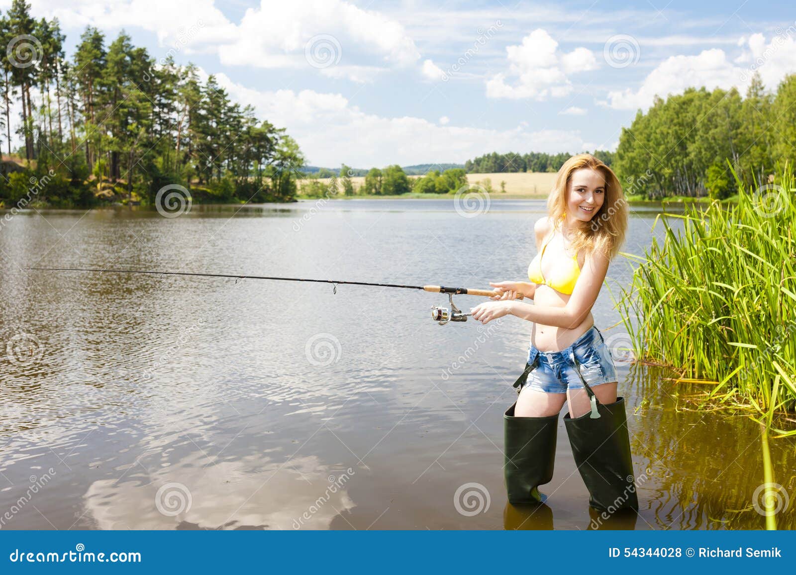 Fishing Woman Stock Photo - Image: 54344028