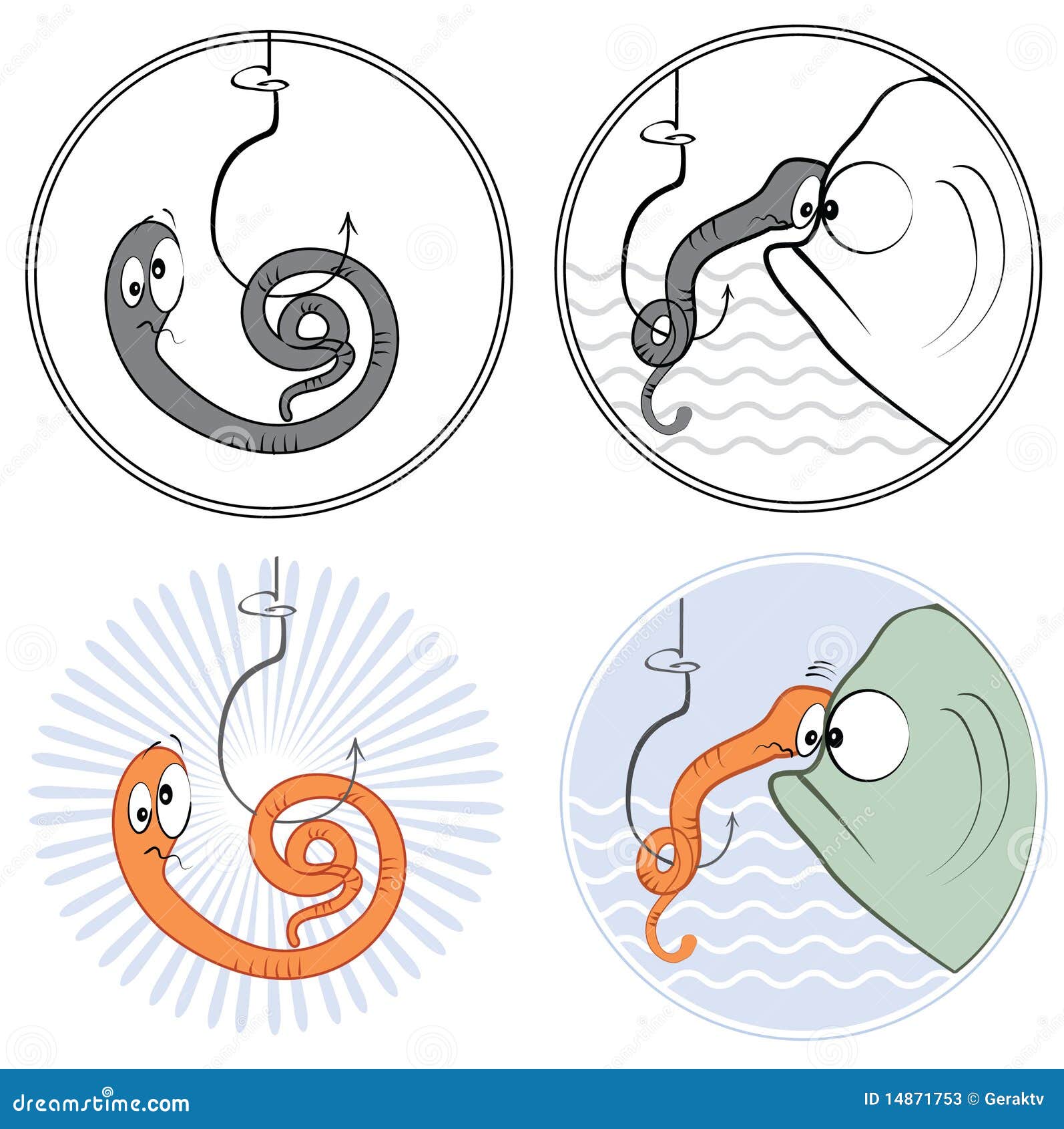 Fishing worm and fish stock vector. Illustration of cartoon - 14871753