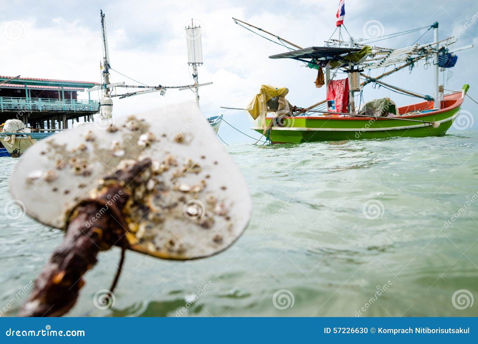 Fishingboat and anchor editorial image. Image of blue - 57226630