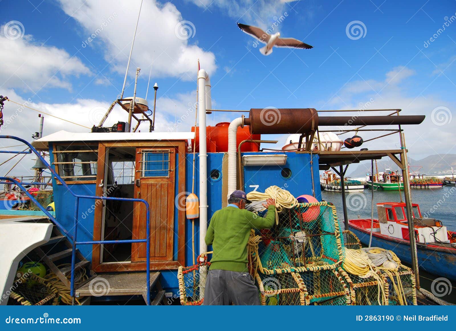 Fishingboat flyover stock photo. Image of flyover, seabird - 2863190