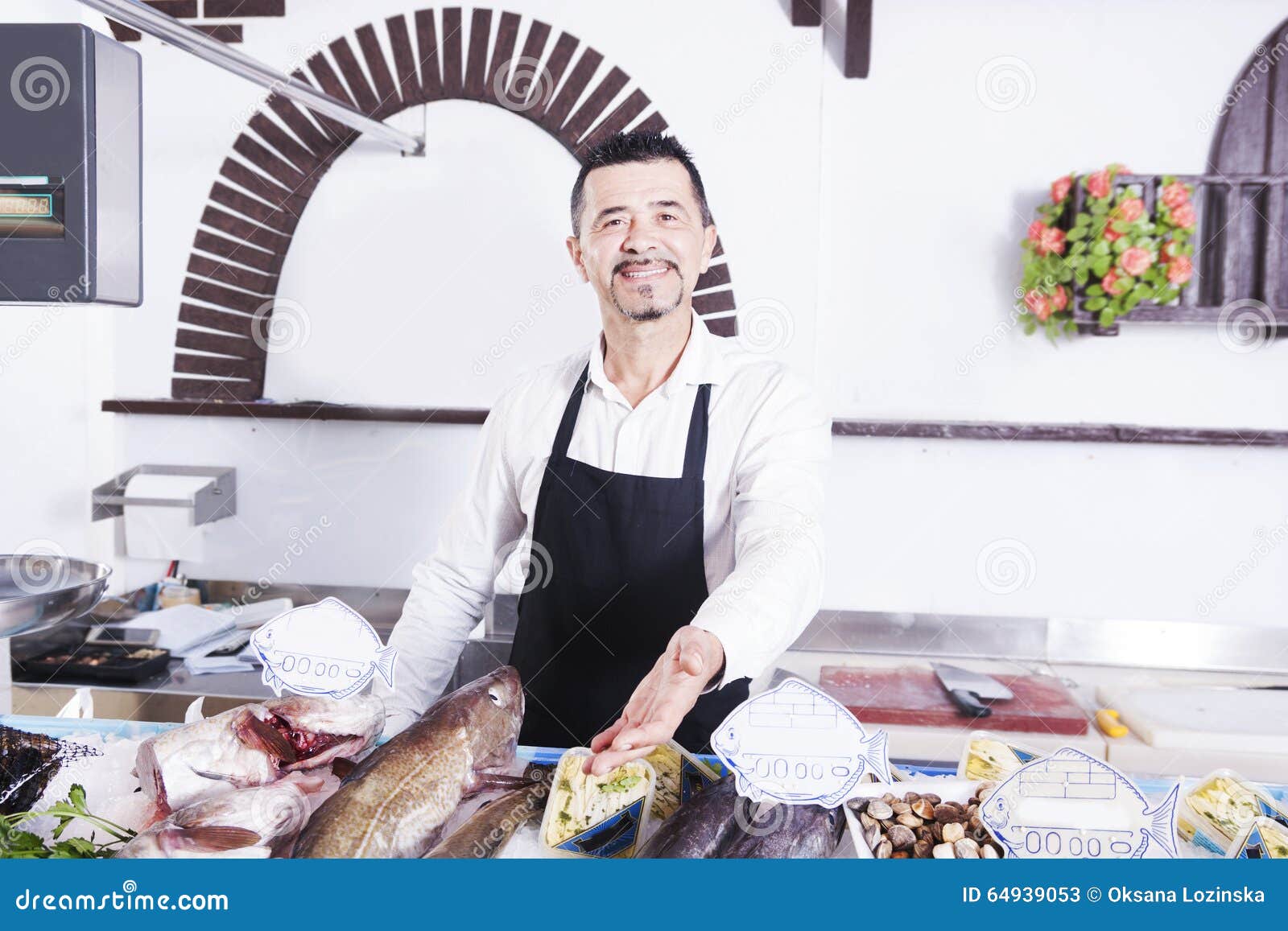 Fishmonger stock image. Image of overfishing, beautiful - 64939053