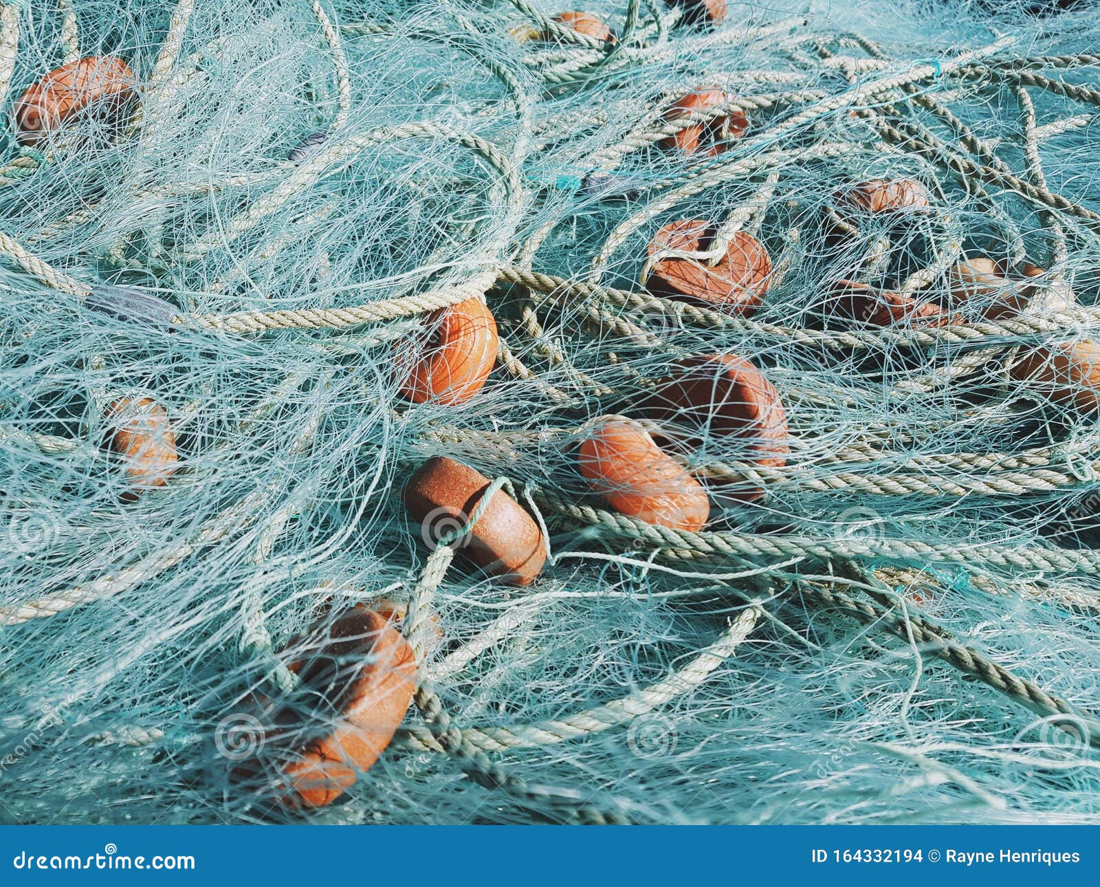 Fishnet on the beach stock photo. Image of beach, fishnet - 164332194
