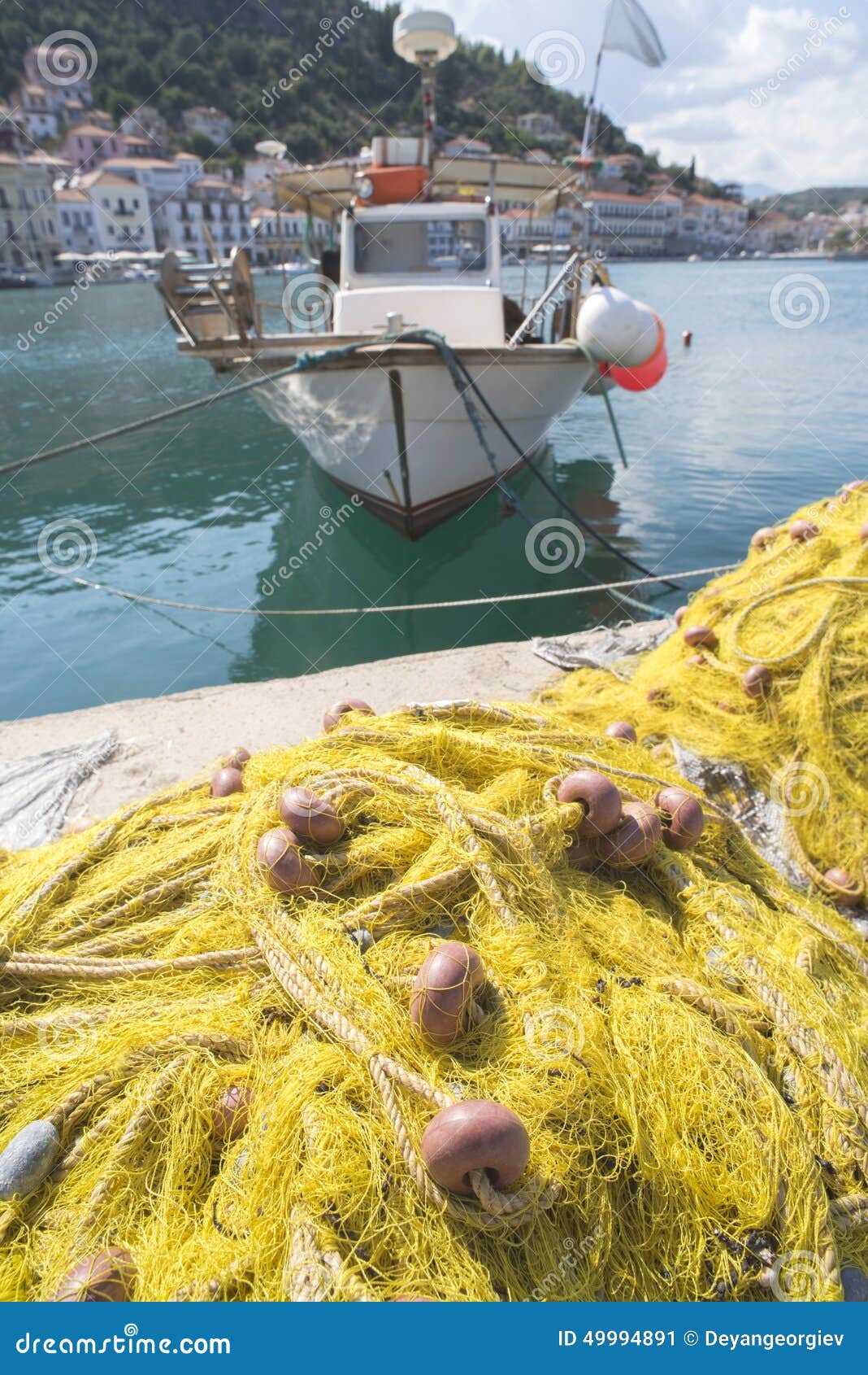 Fishnets on fish boat stock image. Image of industrial - 49994891