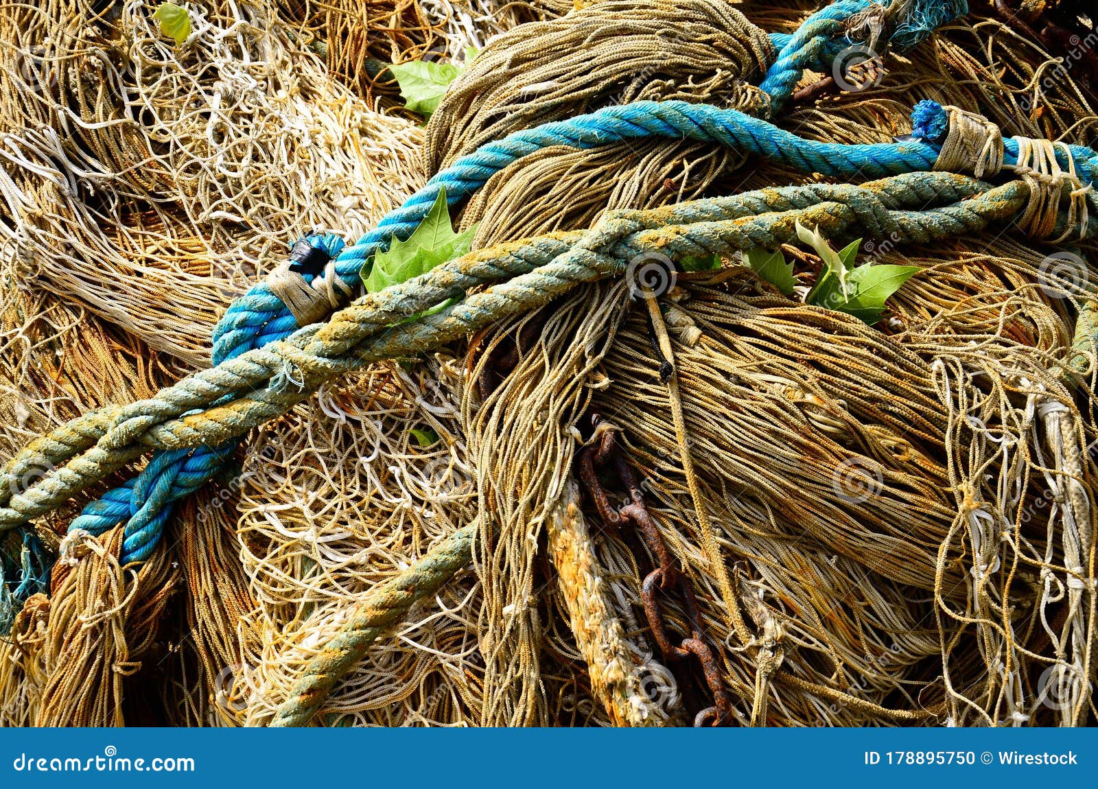 Fishnets and Ropes on Top of Each Other Stock Photo - Image of industry ...