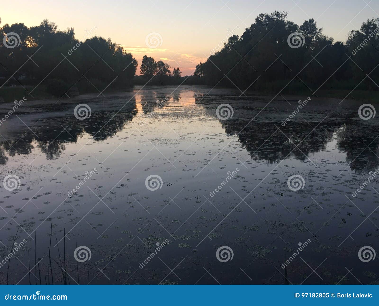 Fishpond stock image. Image of pond, sunset, fishing - 97182805