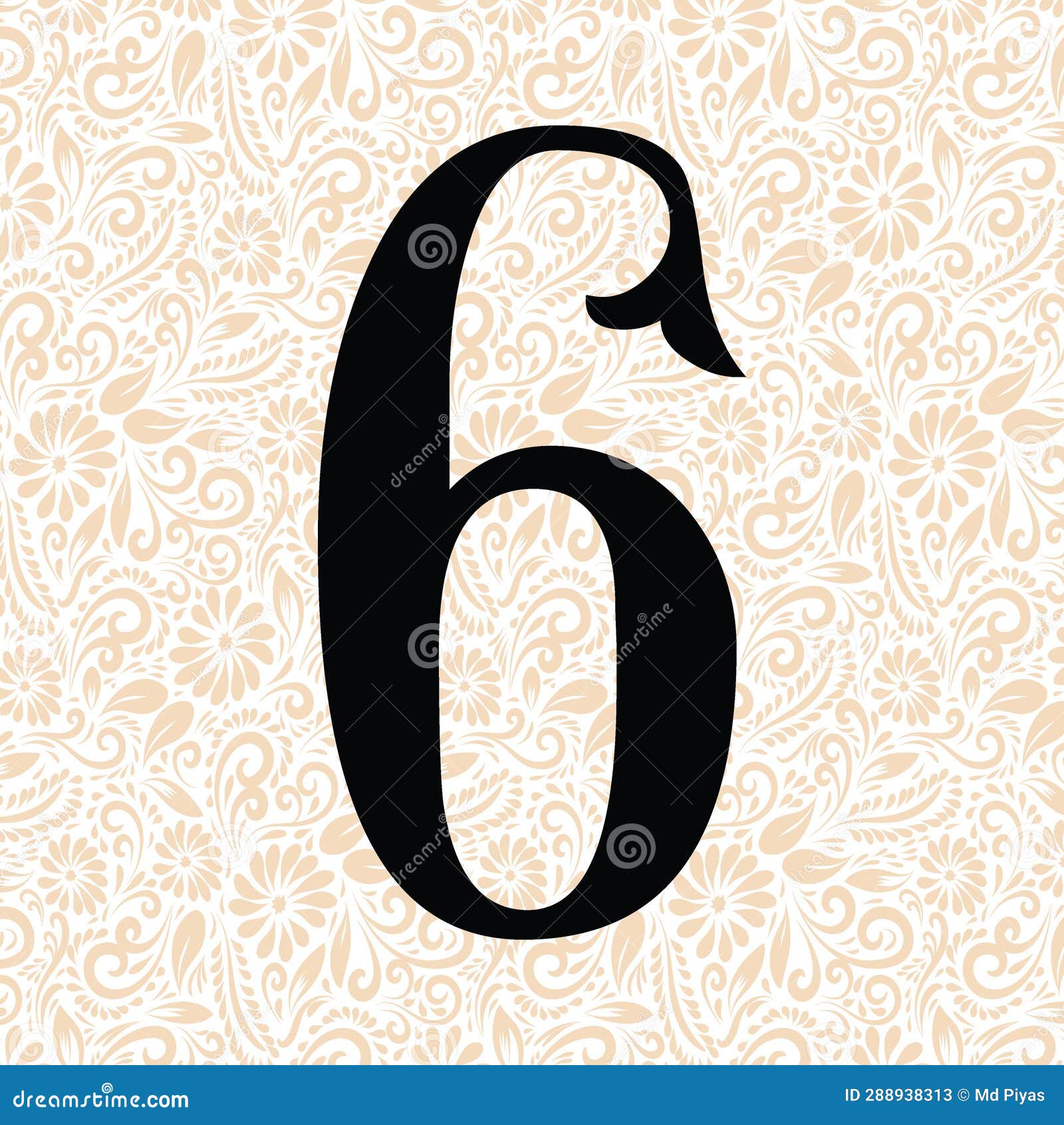 Fishtail Alphabet 6 , Black Alphabet Vector, Alphabet Vector Stock ...