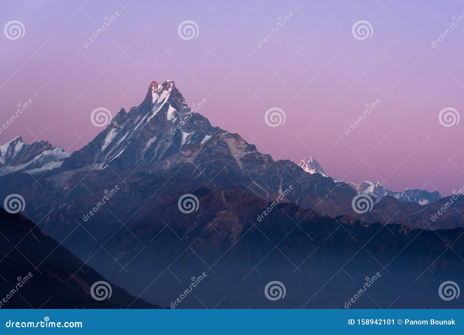 Fishtail Peak or Machapuchare Mountain during Sunset Stock Image ...
