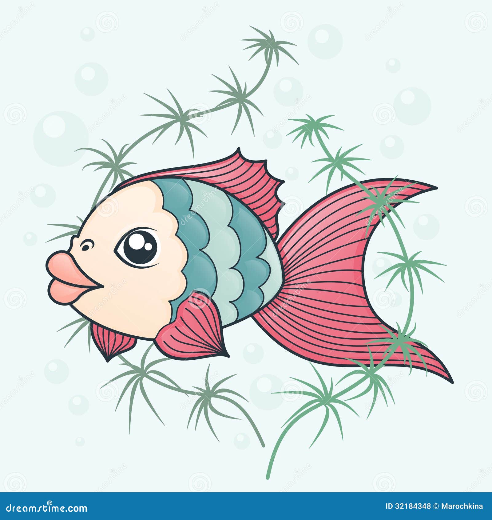 Fisk i tecknad filmstil stock illustrationer. Illustration av gulligt ...