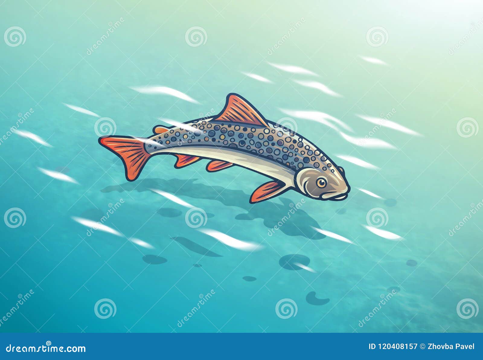 Fisk Under Vatten Som Fiskar Illustrationen Stock Illustrationer ...