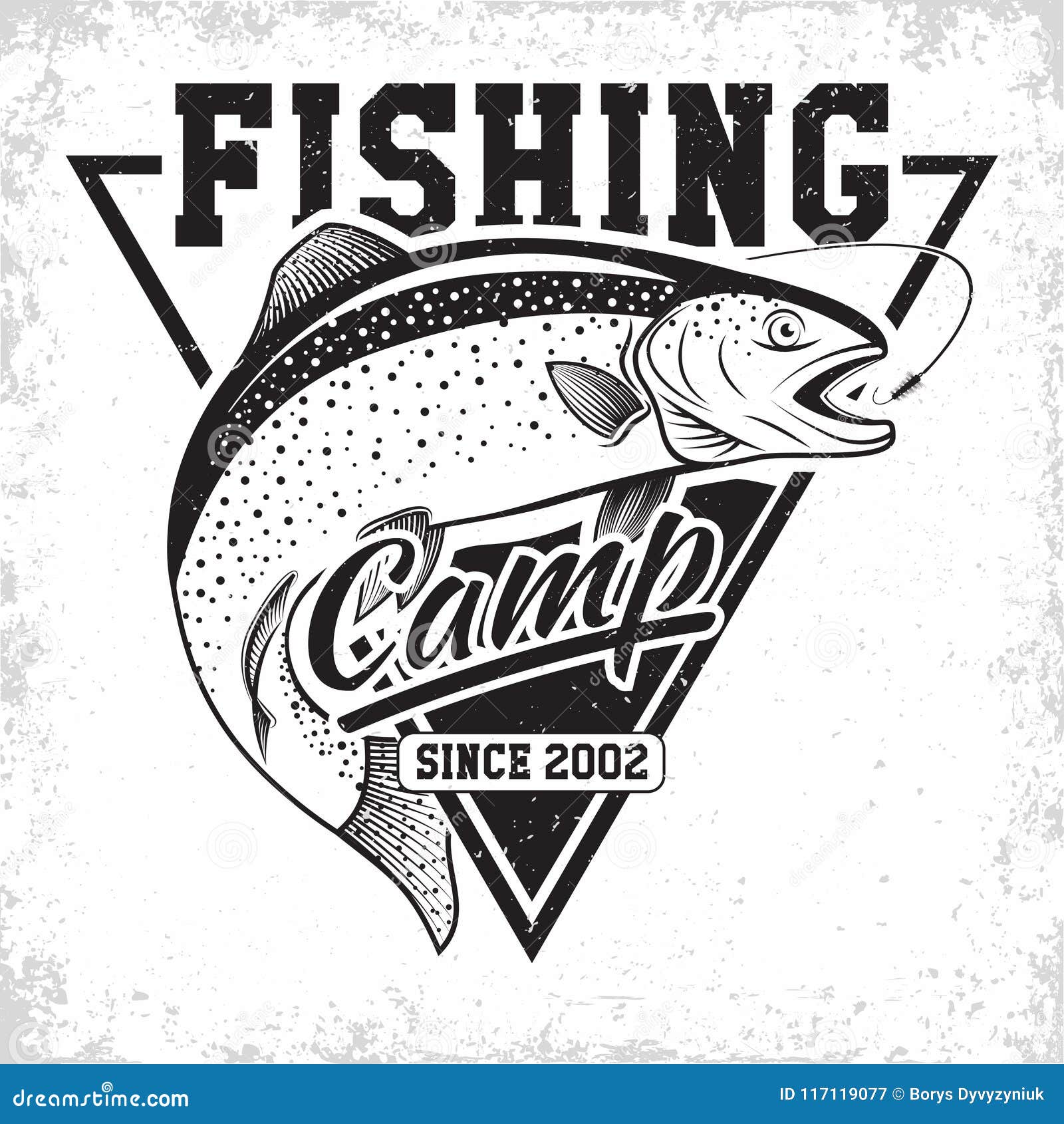 Fiska klubbalogo vektor illustrationer. Illustration av krok - 117119077