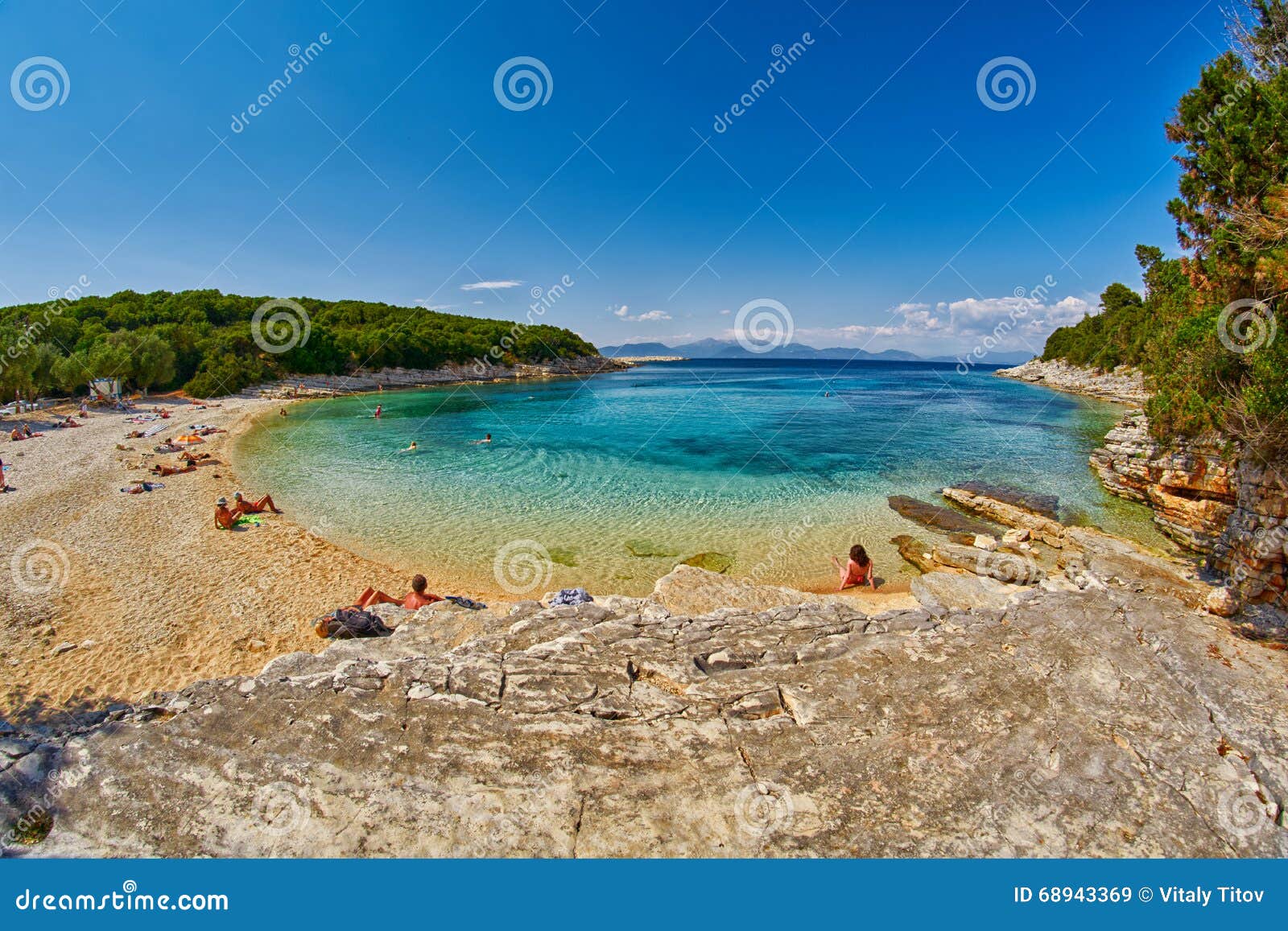Fiskardo Foki Beach Bay editorial stock image. Image of azure - 68943369