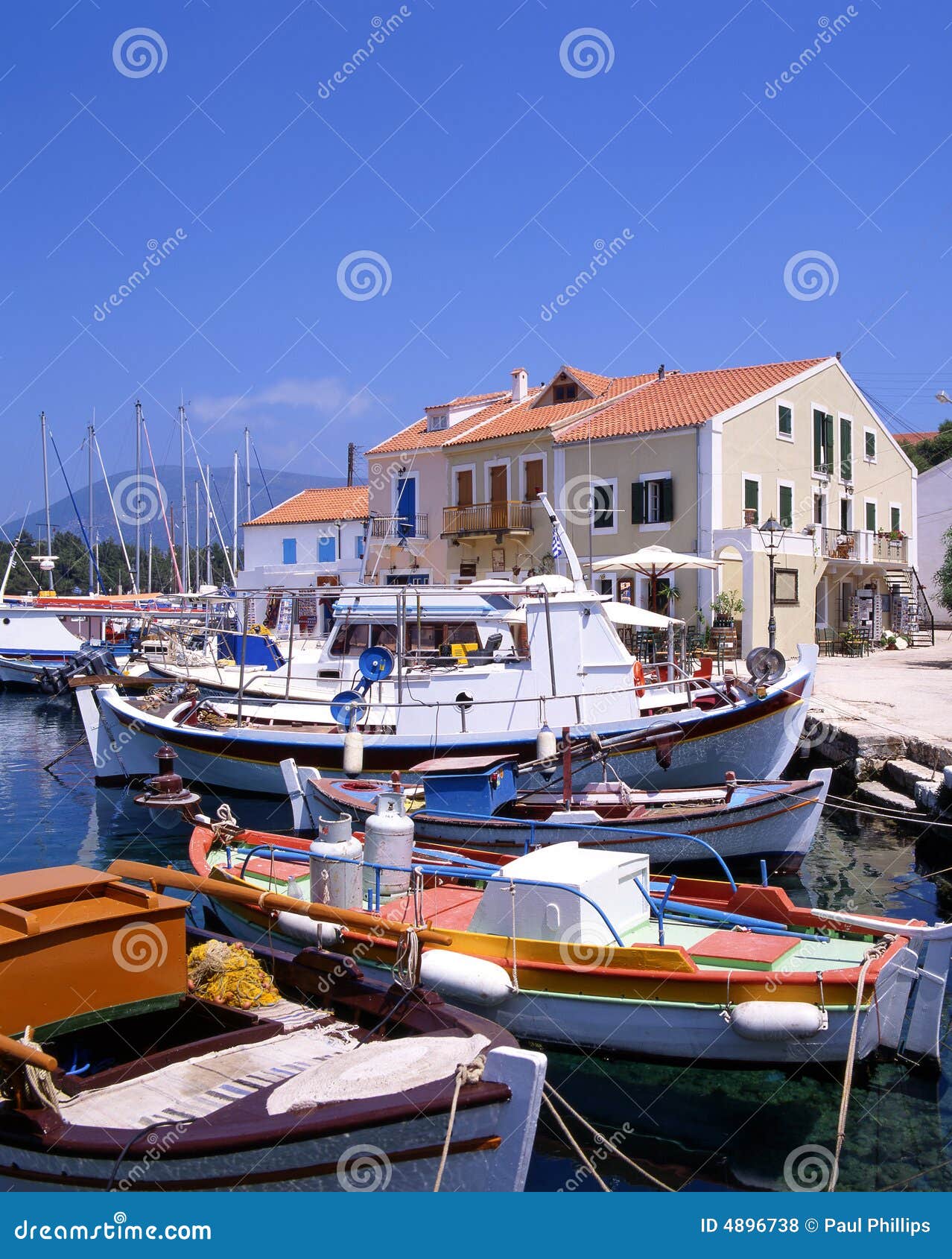 Fiskardo Harbour stock photo. Image of water, shoreline - 4896738