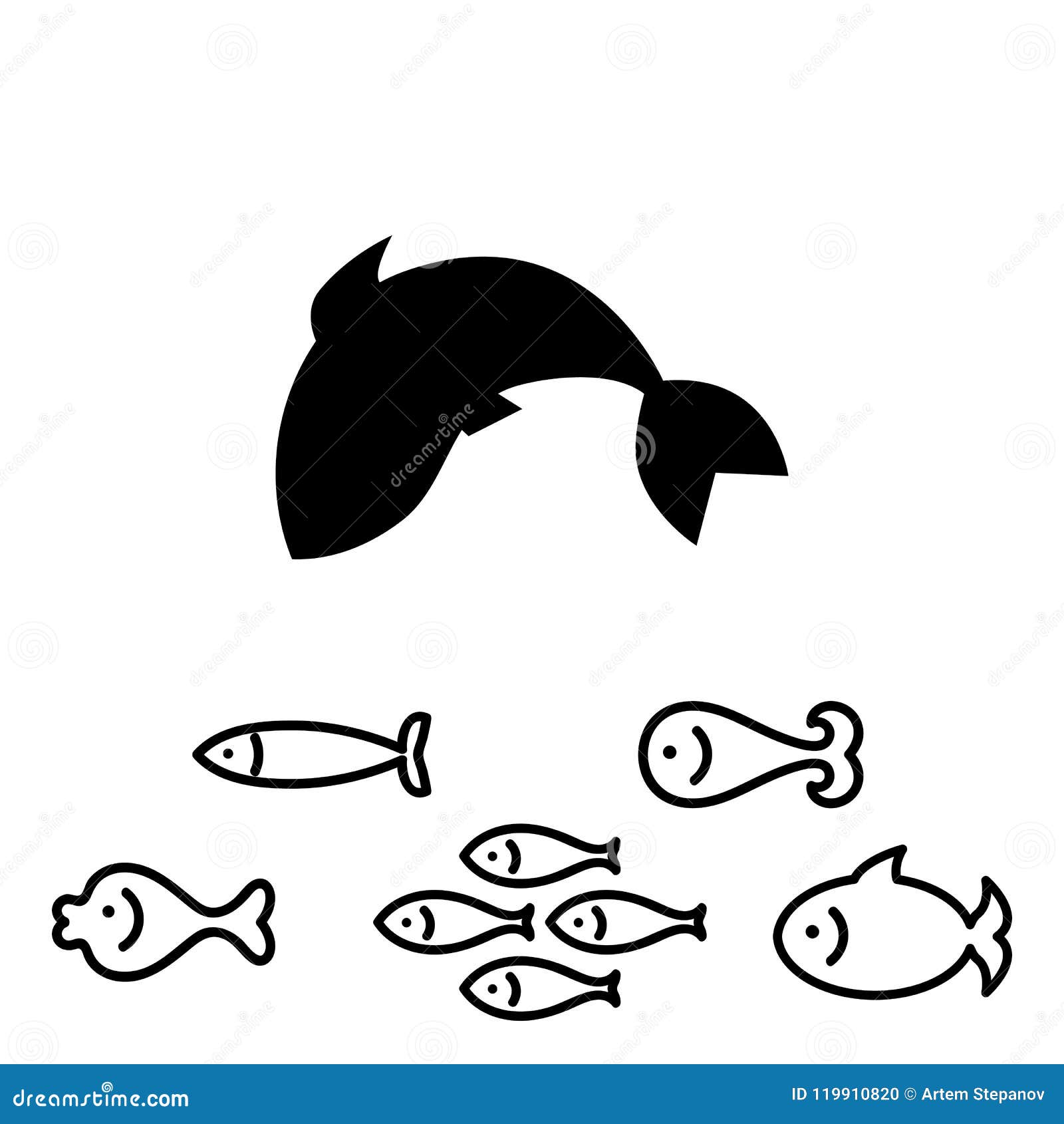 Fisksymbol eller logo vektor illustrationer. Illustration av liten ...