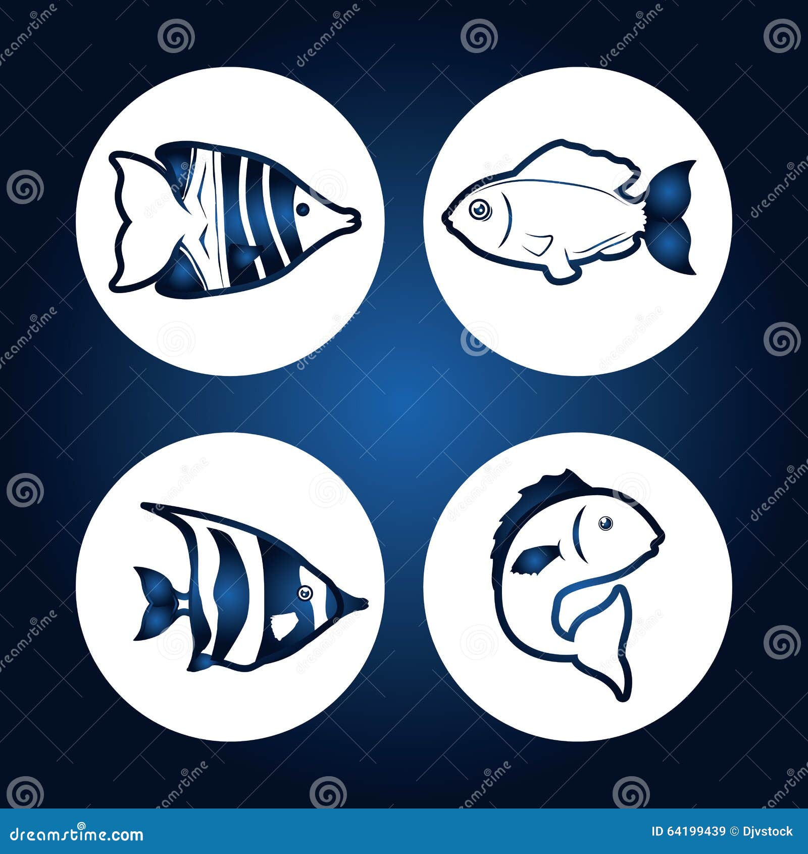 Fisksymbolsdesign vektor illustrationer. Illustration av vatten - 64199439