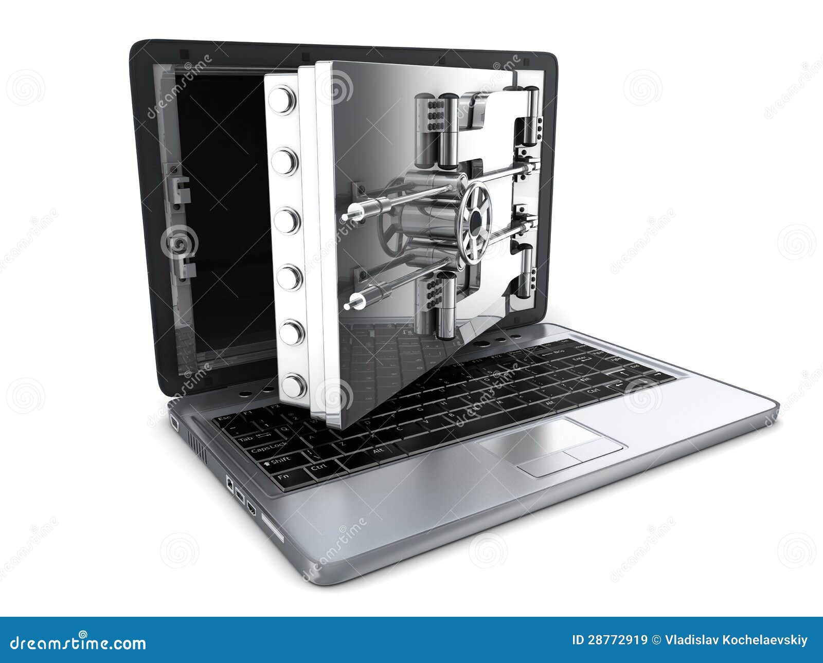 Fissi Il Computer Portatile, Aperto Illustrazione di Stock ...