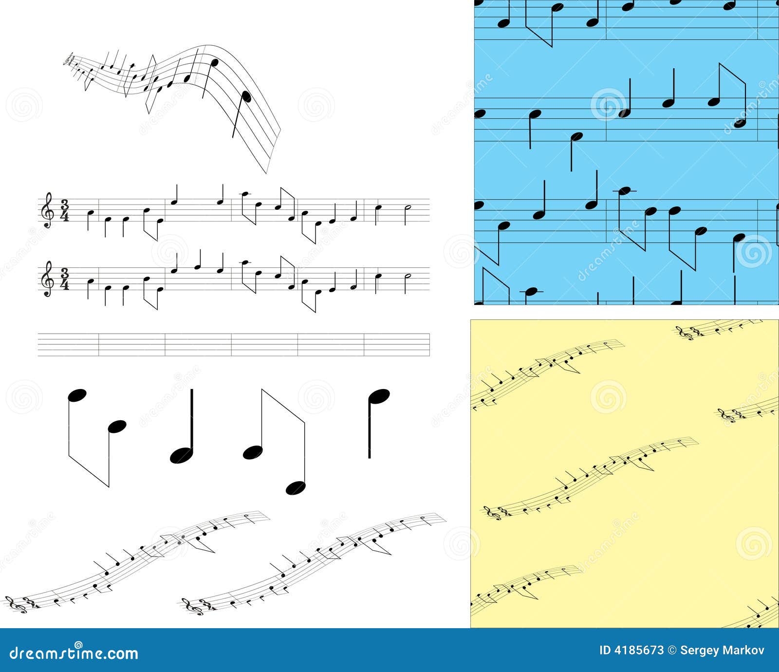 Fissi Le Note Ed I Simboli Di Musica Illustrazione Vettoriale ...