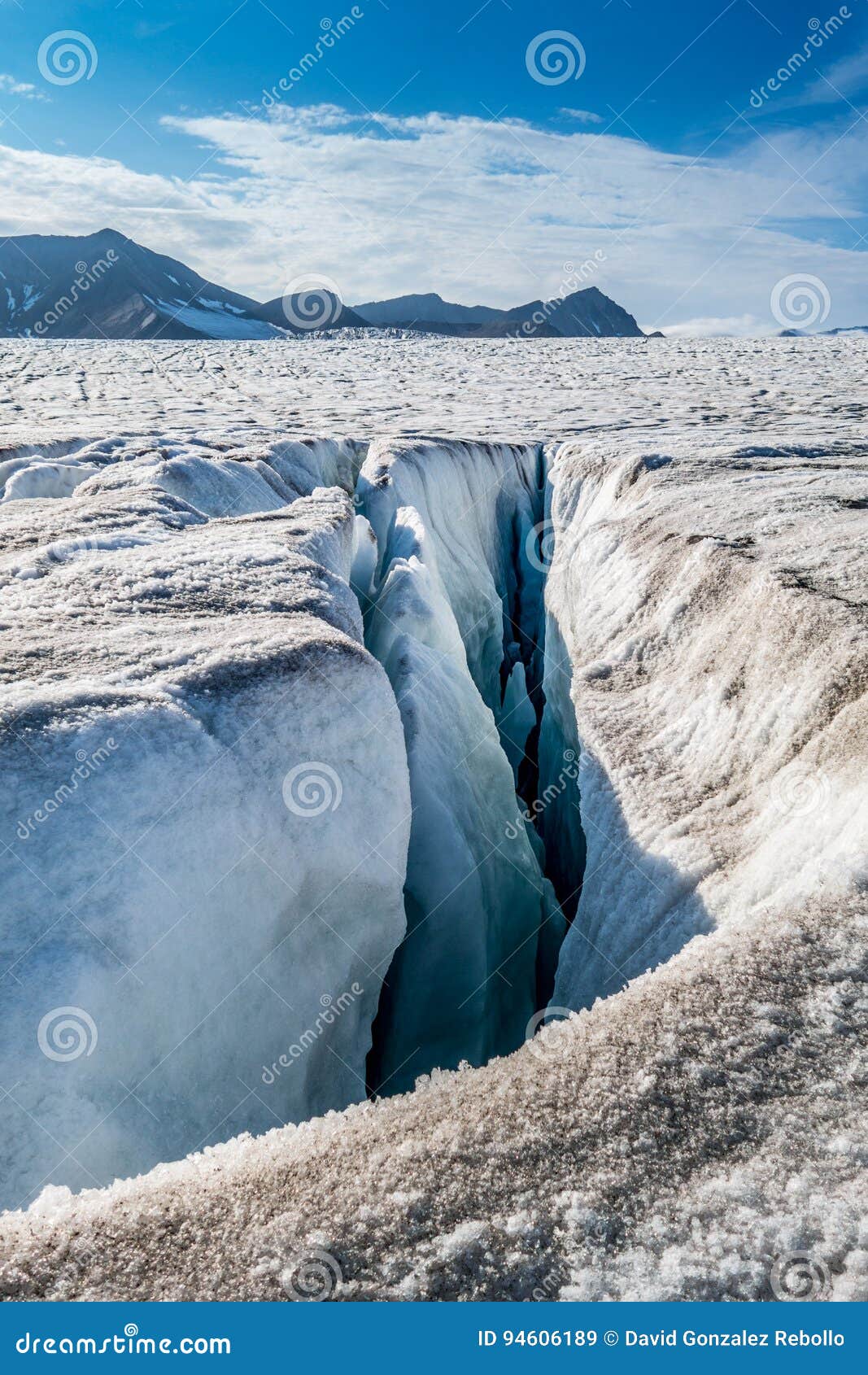 Fissure in Top Surface of a Glacier Stock Image - Image of polar, sight ...