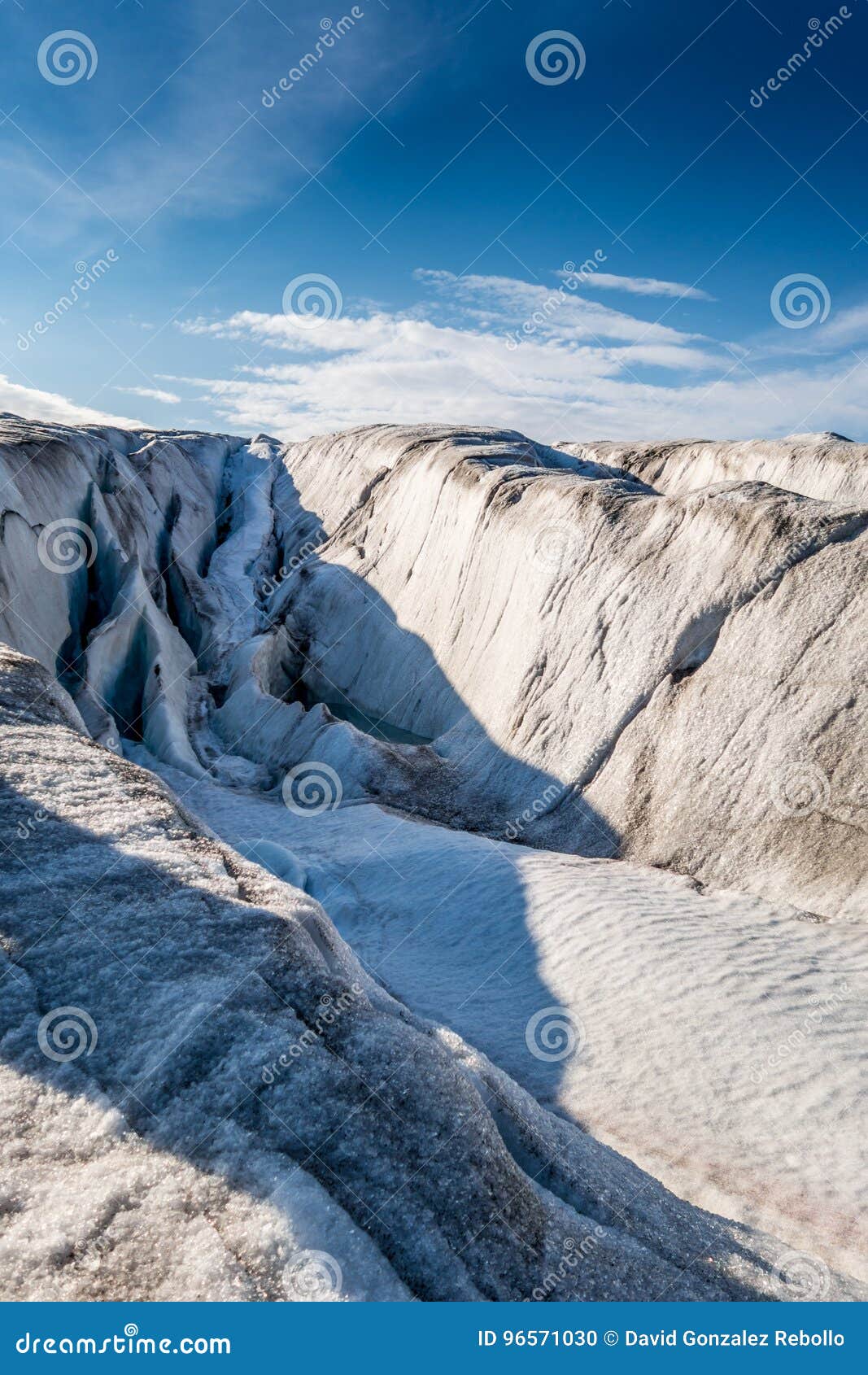 Fissure in Top Surface of a Glacier Stock Photo - Image of hill ...