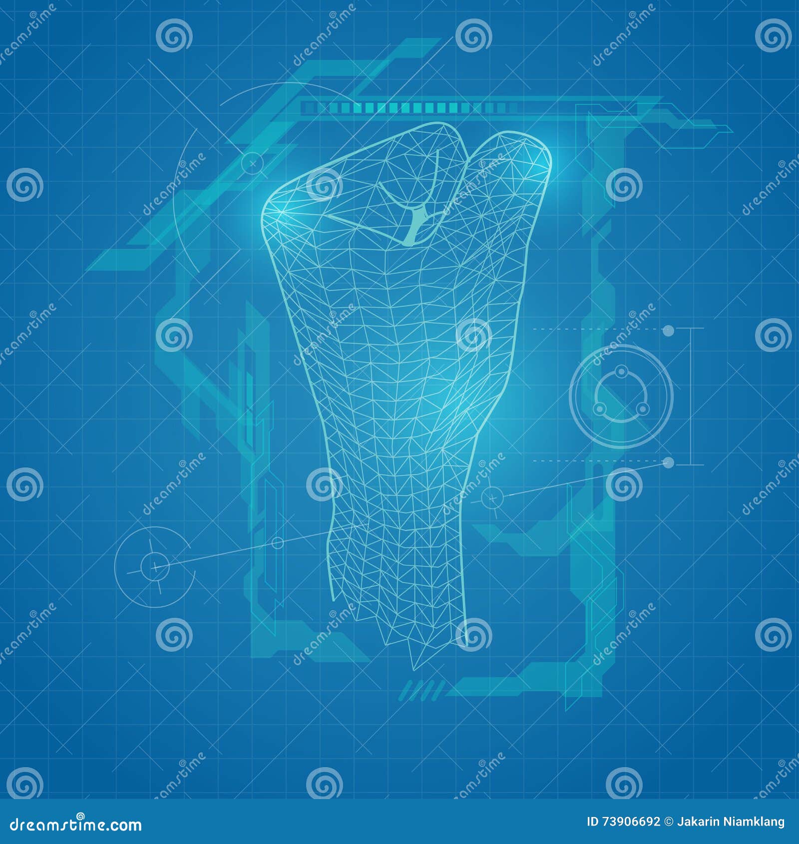 Fist stock vector. Illustration of revolution, blueprint - 73906692