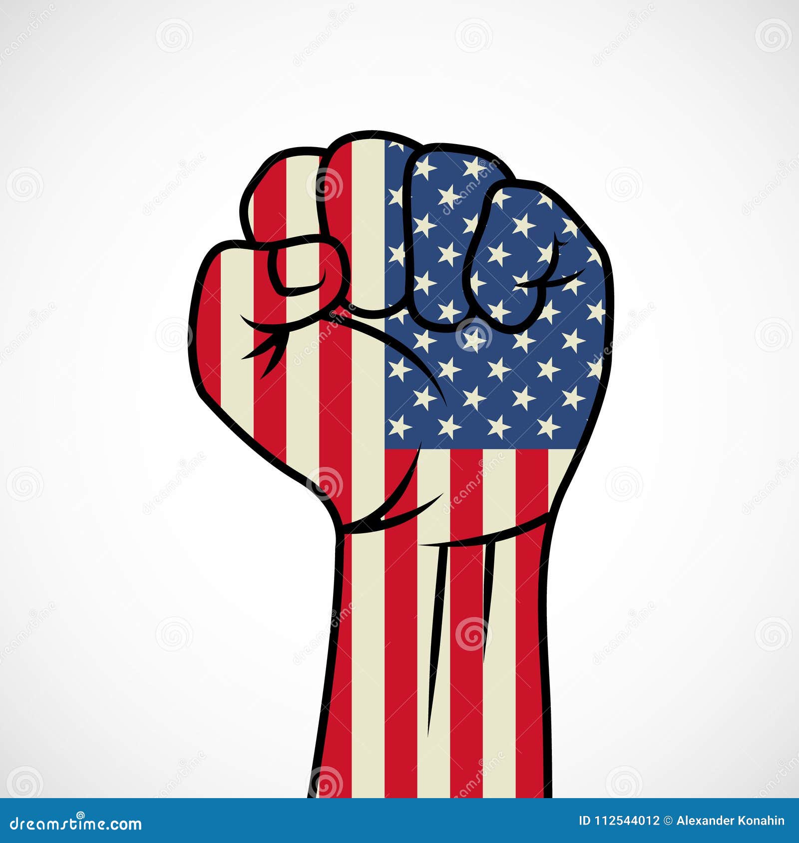 Fist with American flag stock vector. Illustration of patriotic - 112544012