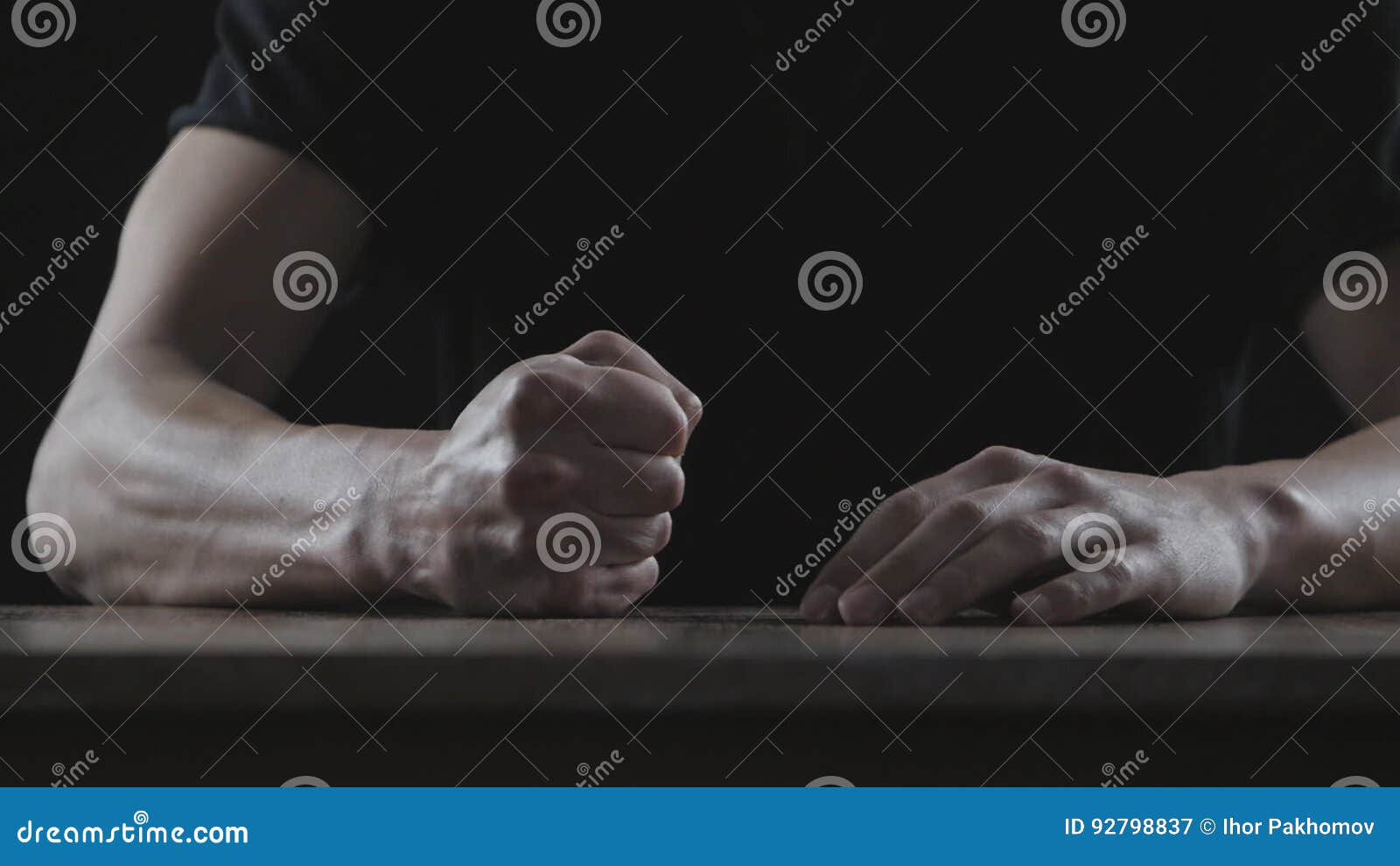 Fist of Angry Man Beats on the Table in Slow Motion Stock Video - Video ...