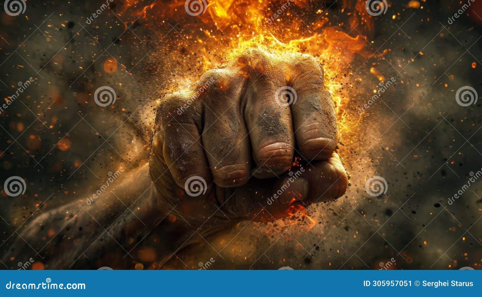 A Fist is Being Punched by a Fire Explosion, AI Stock Image - Image of ...