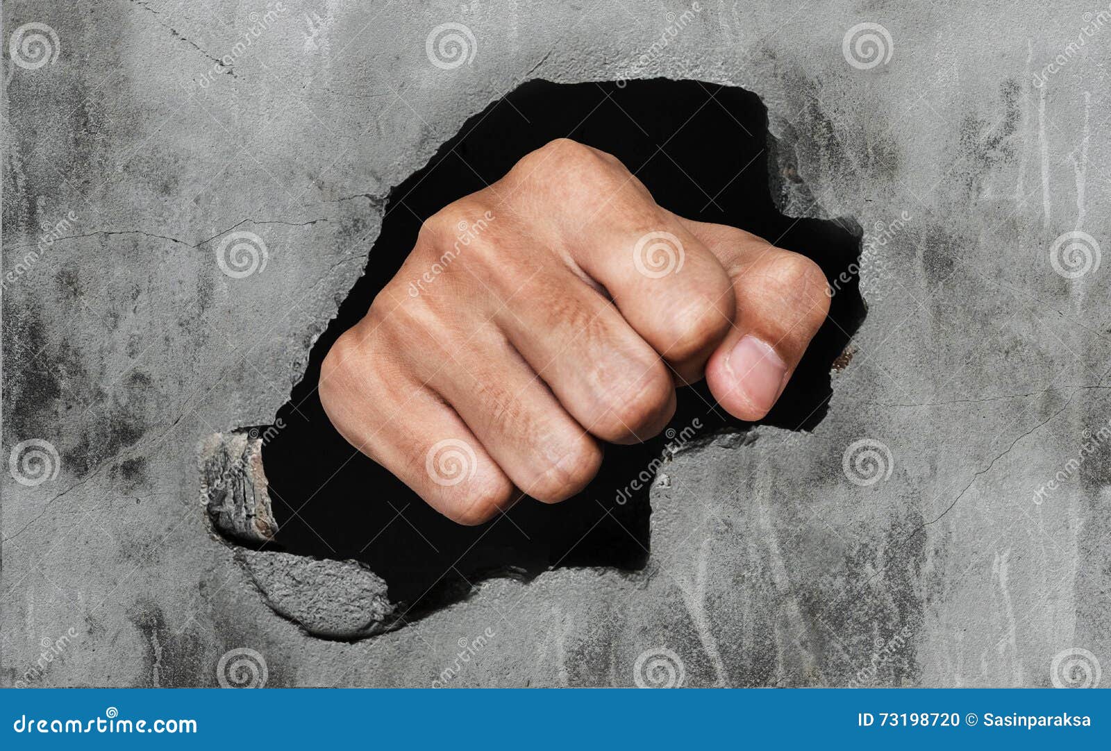 Fist Breaking Concrete Wall Stock Photo - Image of blank, crack: 73198720
