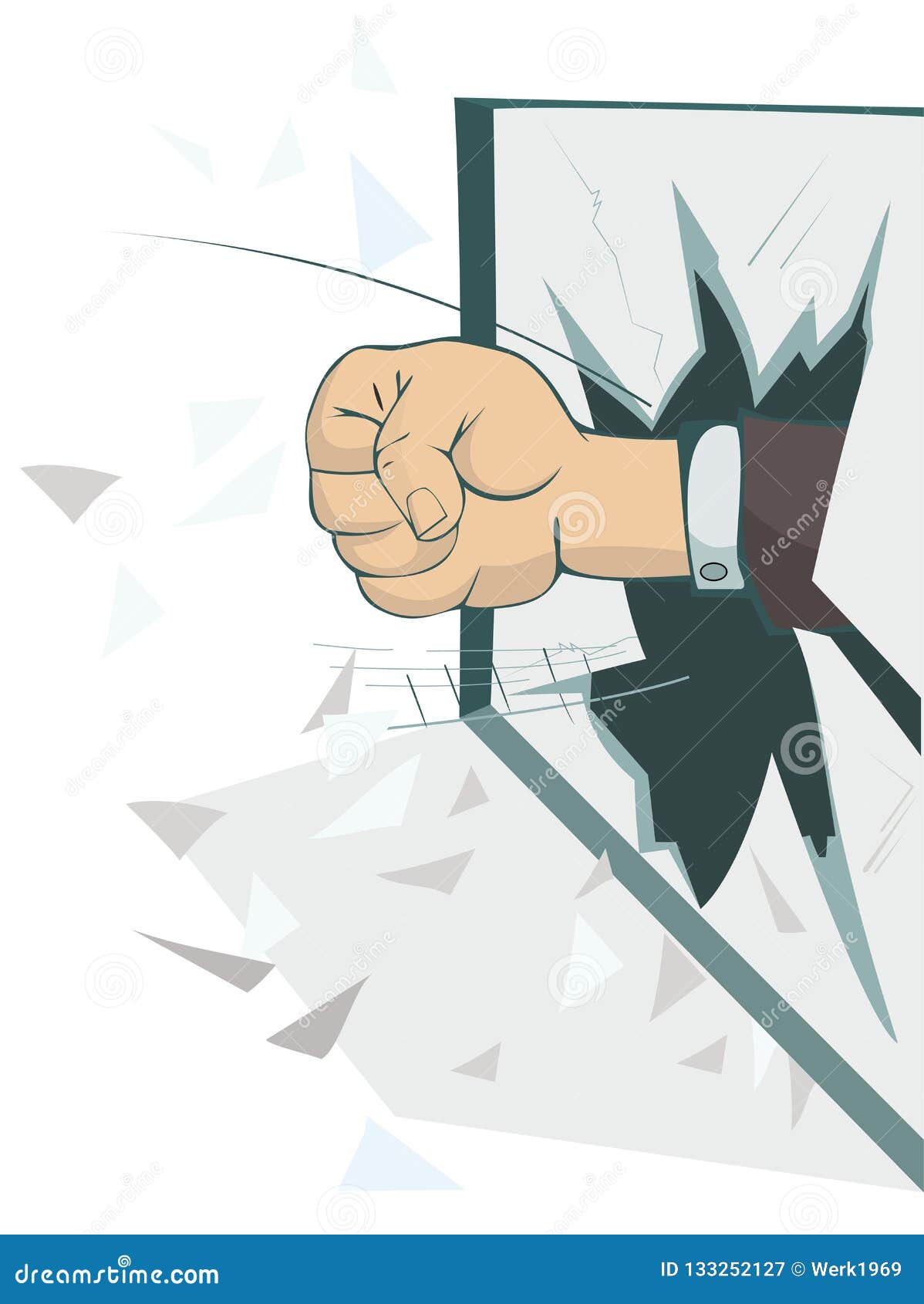 Fist Breaks the Window Isolated Illustration Stock Vector ...
