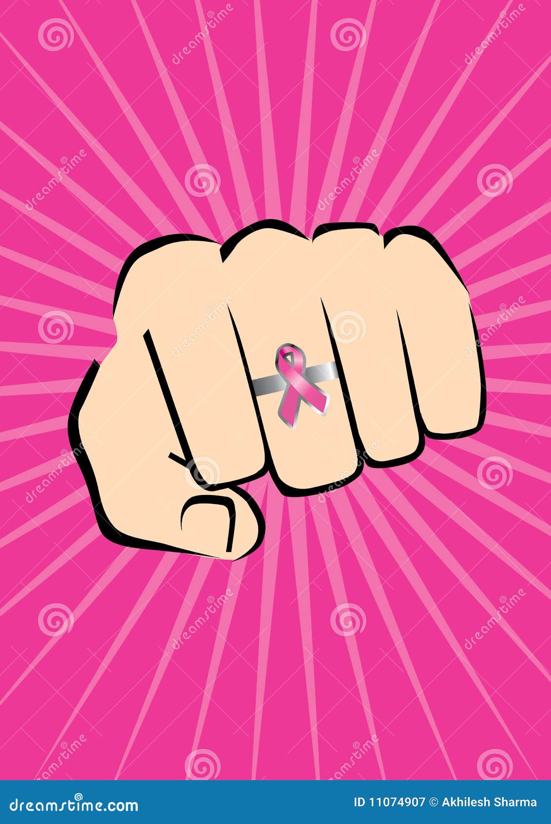 Fist with Breast Cancer Ring Stock Illustration - Illustration of ...