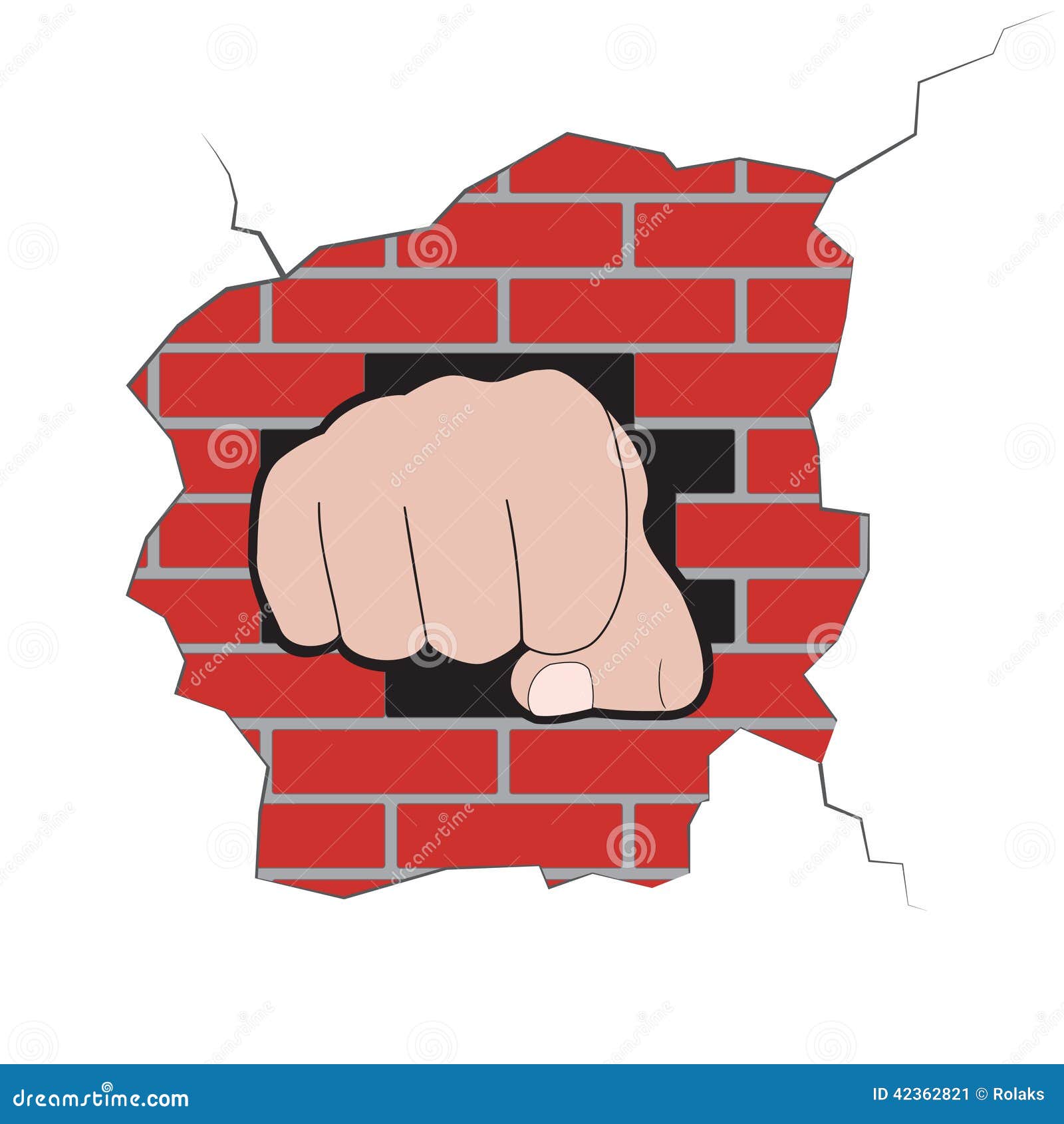 Fist Burst through Brick Wall Stock Vector - Illustration of injury ...
