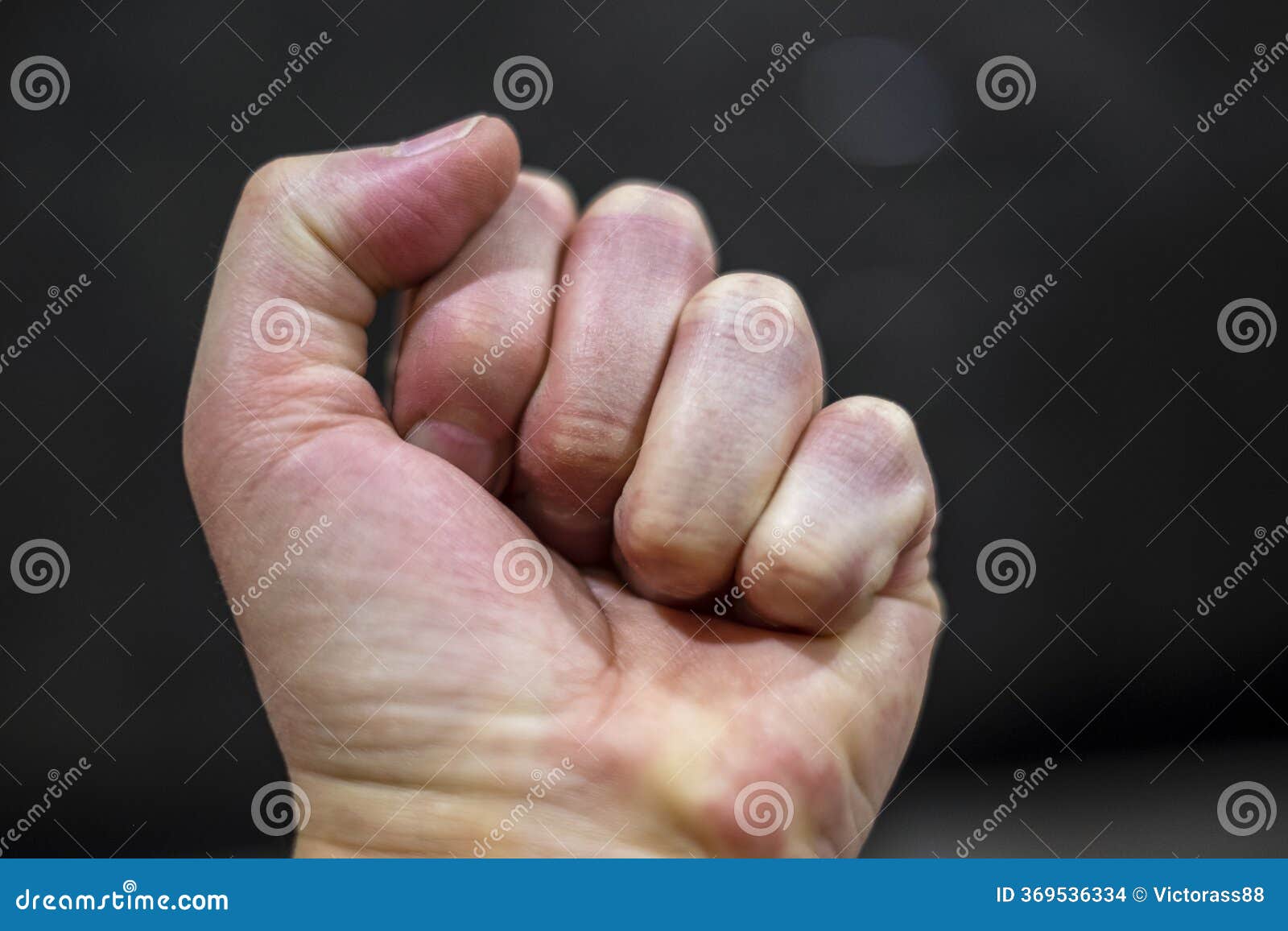 Clenched Fingers, Knuckle, Fist Aside, Side View, Isolated On White ...